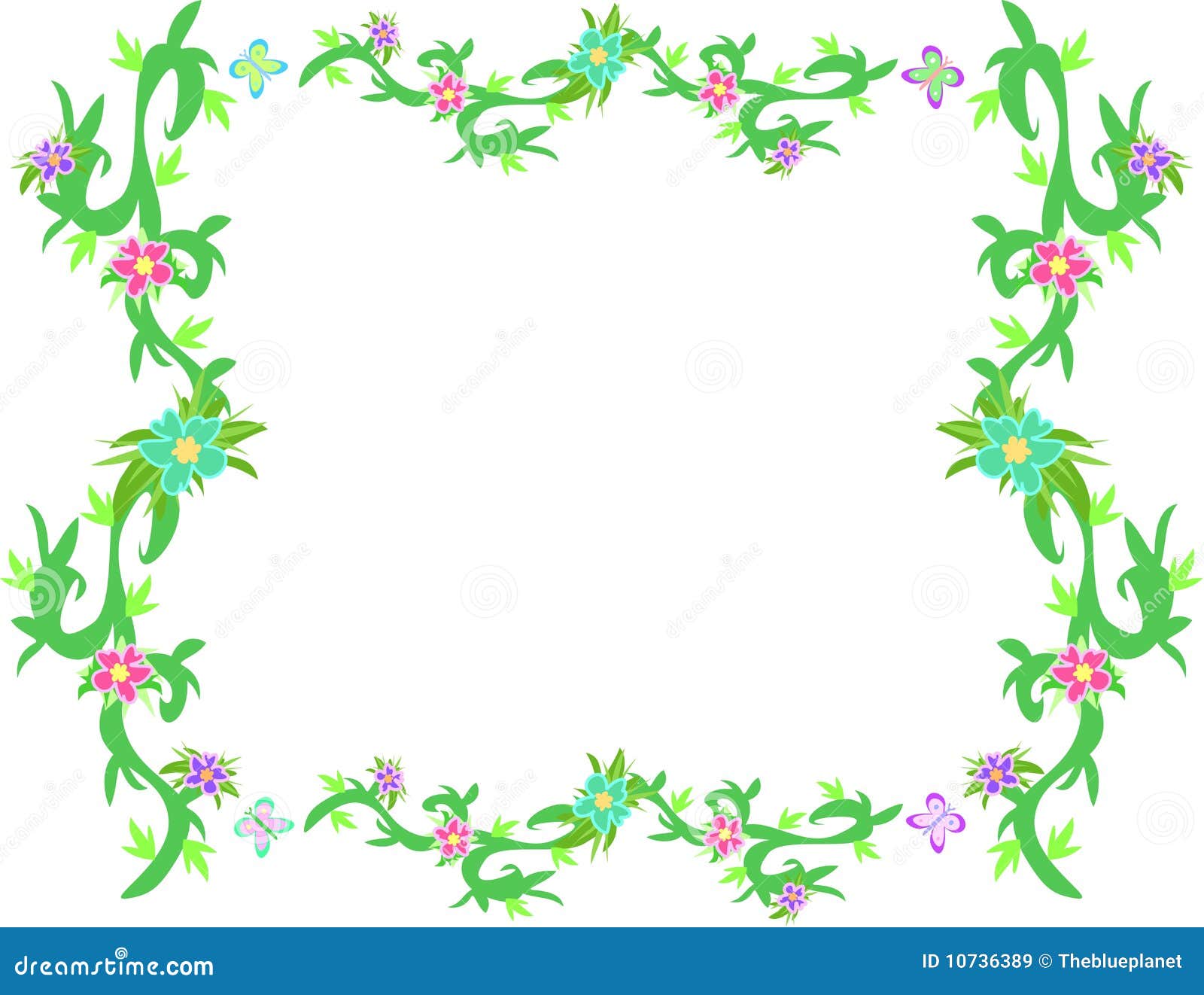 Frame of Tropical Vines, Flowers, and Leaves Stock Vector ...