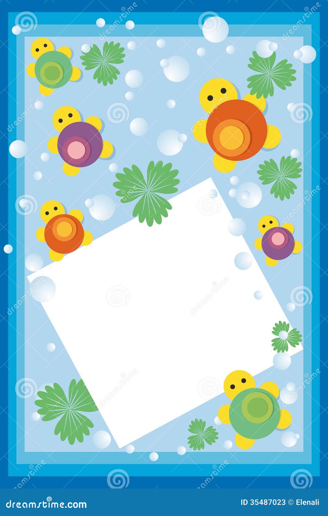 Frame with turtles stock vector. Illustration of happy - 35487023