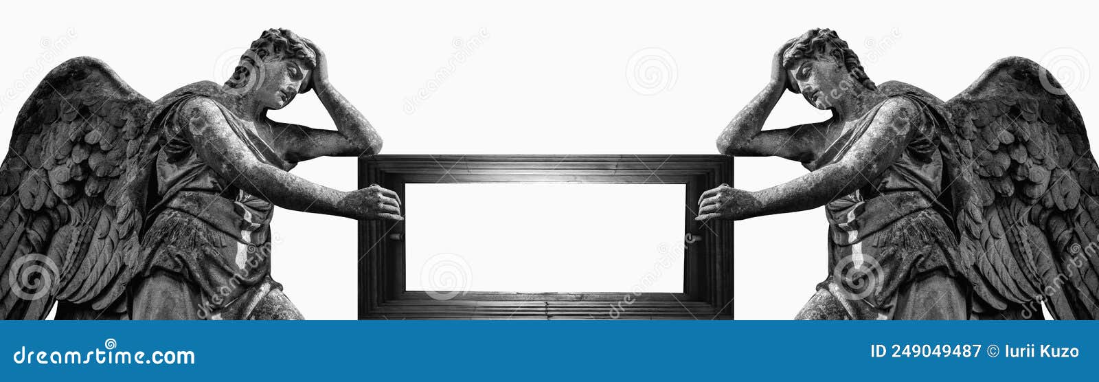 Frame of Two Beautiful Angels Holding a Frame for Text or Design. Copy ...