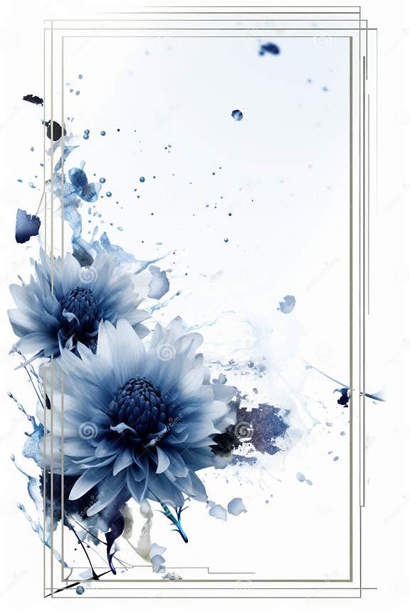 A Frame with Two Blue Flowers in it Stock Illustration - Illustration ...