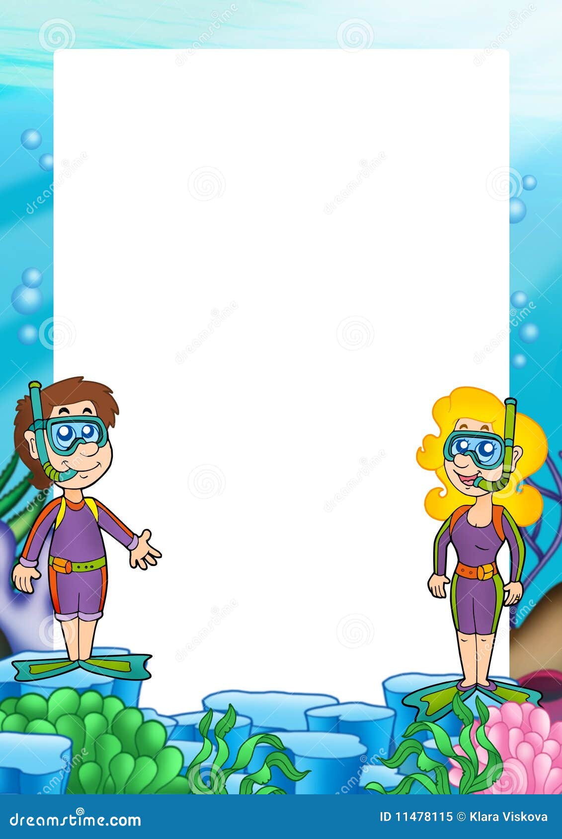 Frame with two divers stock illustration. Illustration of diver - 11478115