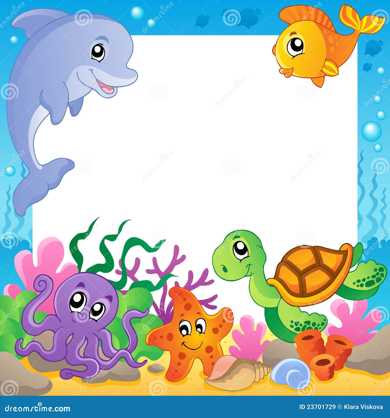 Frame with Underwater Animals 1 Stock Vector - Illustration of depth ...