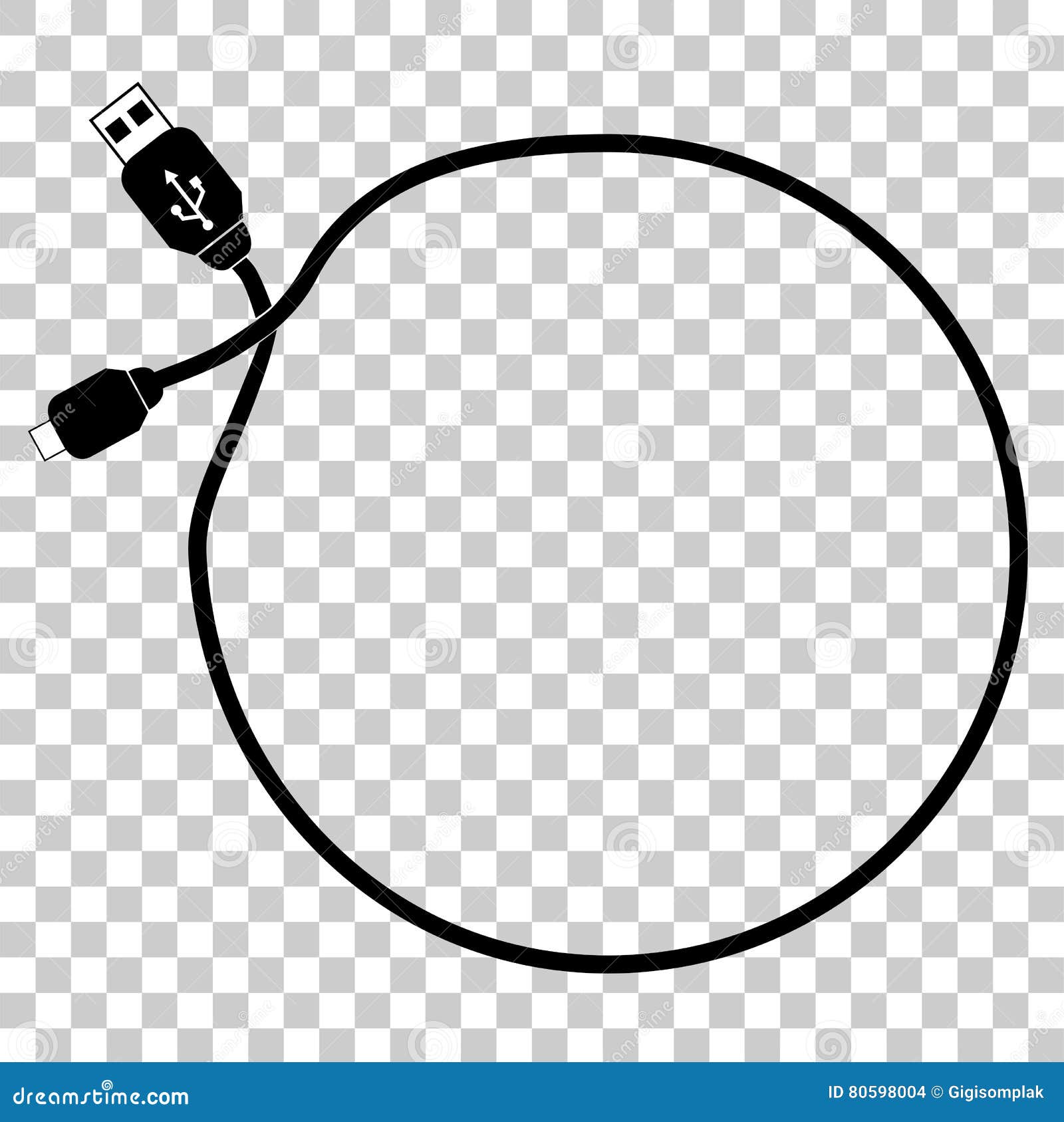 Frame - USB Cable, at Transparent Effect Background Stock Vector ...