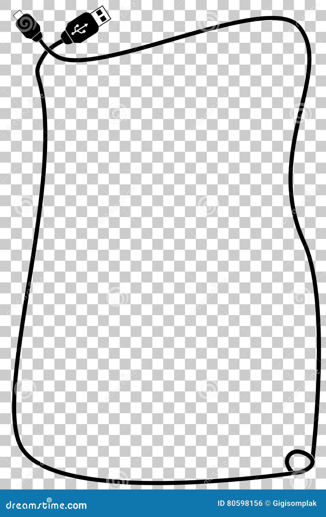 Frame - USB Cable, at Transparent Effect Background Stock Vector ...