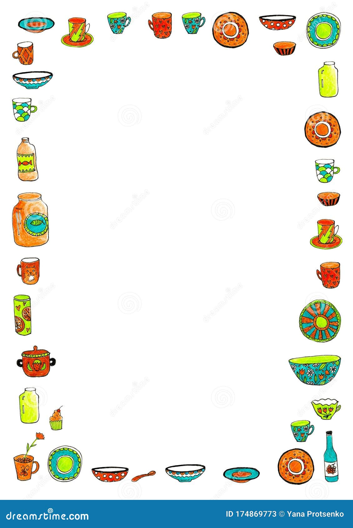 Frame of Utensils and Kitchen Utensils. Stock Illustration ...