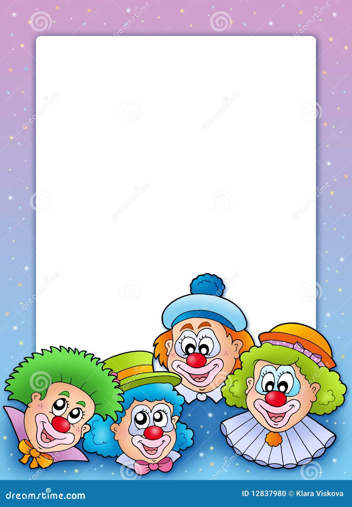 Frame with various clowns stock illustration. Illustration of head ...