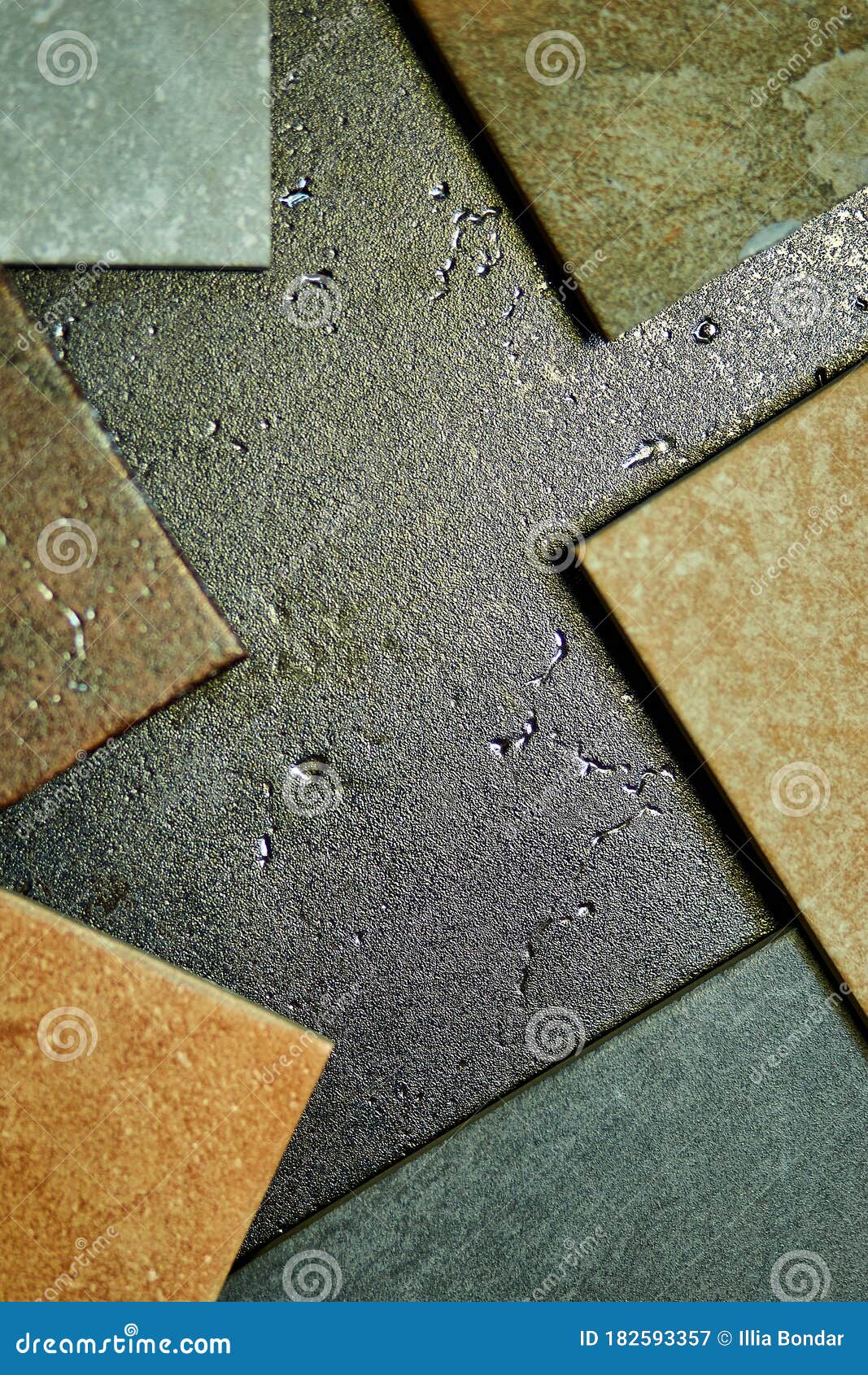 Frame of Various Different Decorative Tiles Samples on Stone Background ...