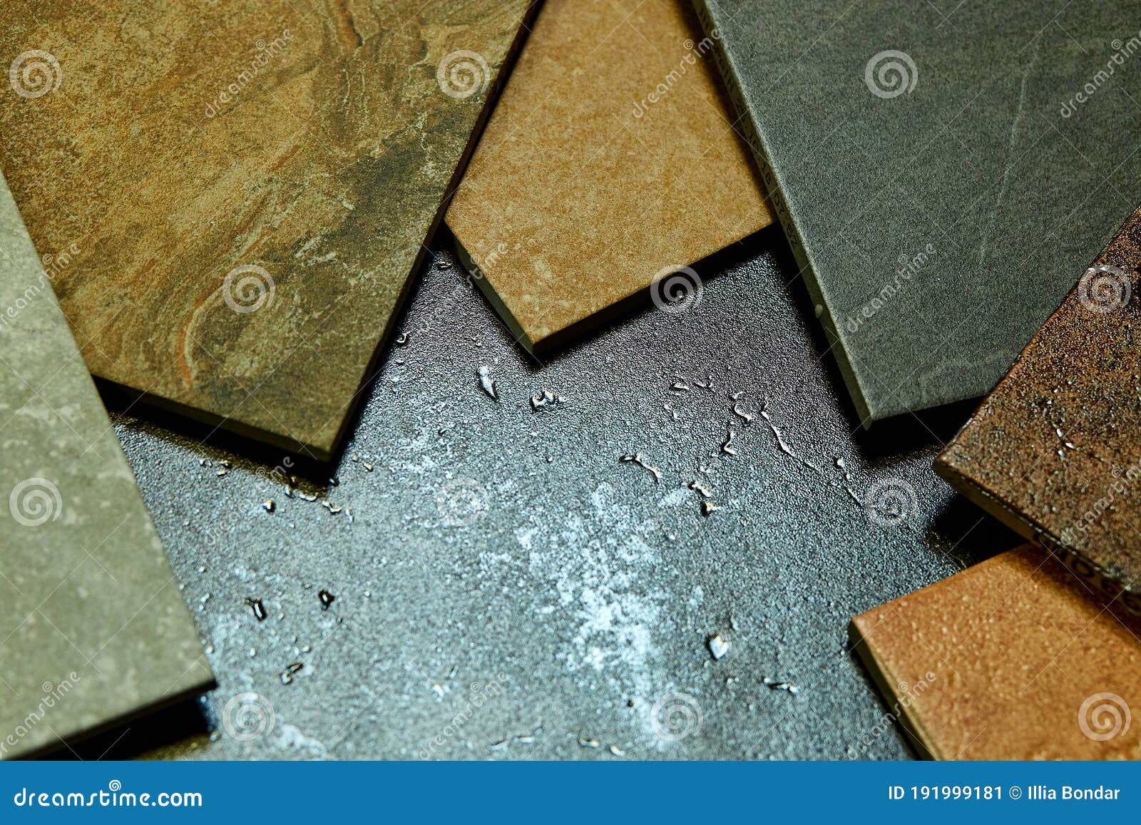 Frame of Various Different Decorative Tiles Samples on Stone Background ...