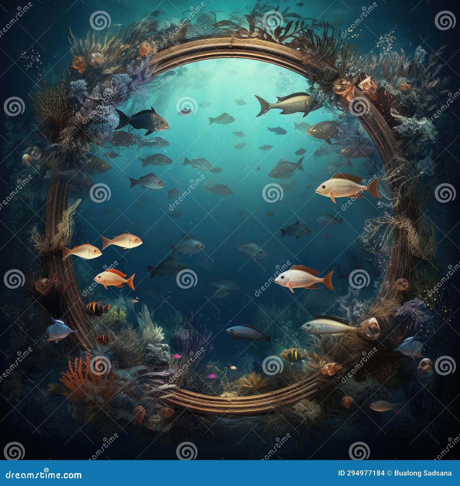 Frame with various fish stock illustration. Illustration of smile ...
