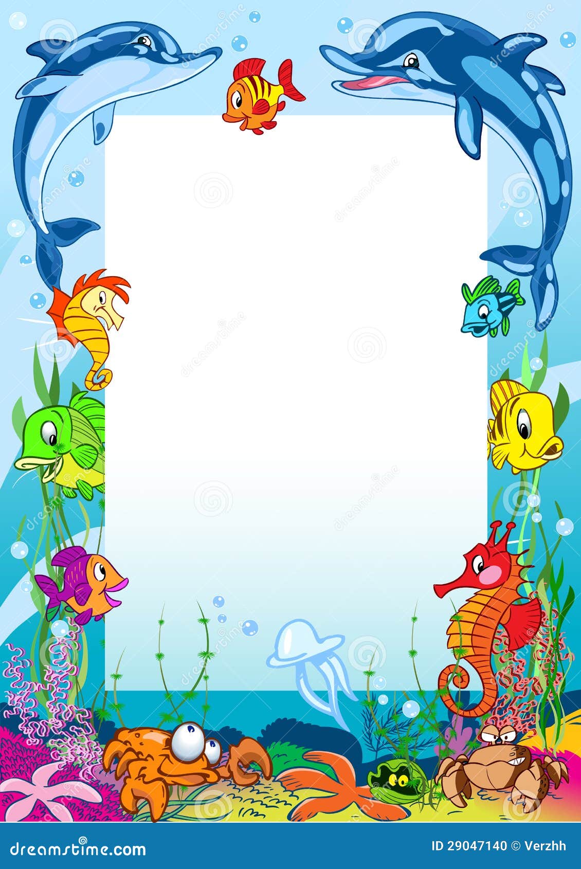Frame with Various Sea Animals Stock Vector - Illustration of bottom ...