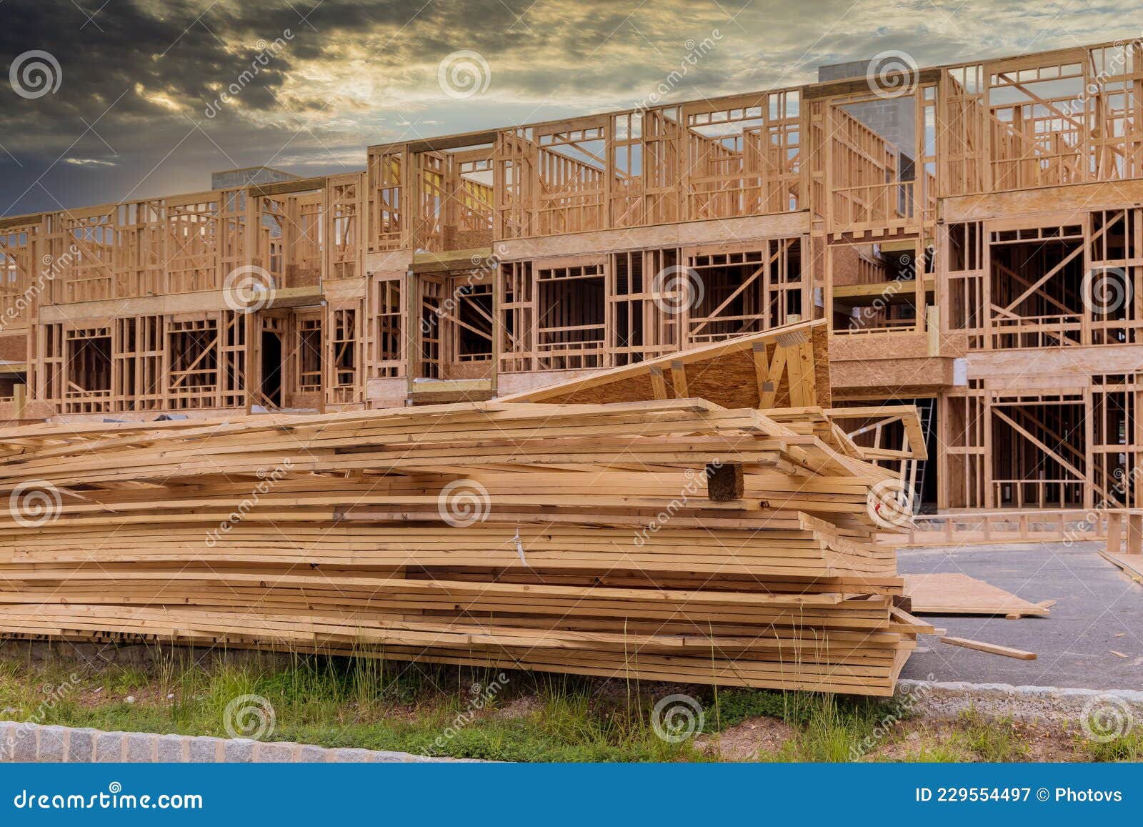 House Attic Under Construction Interior Inside a Frame Walls Beam Built ...