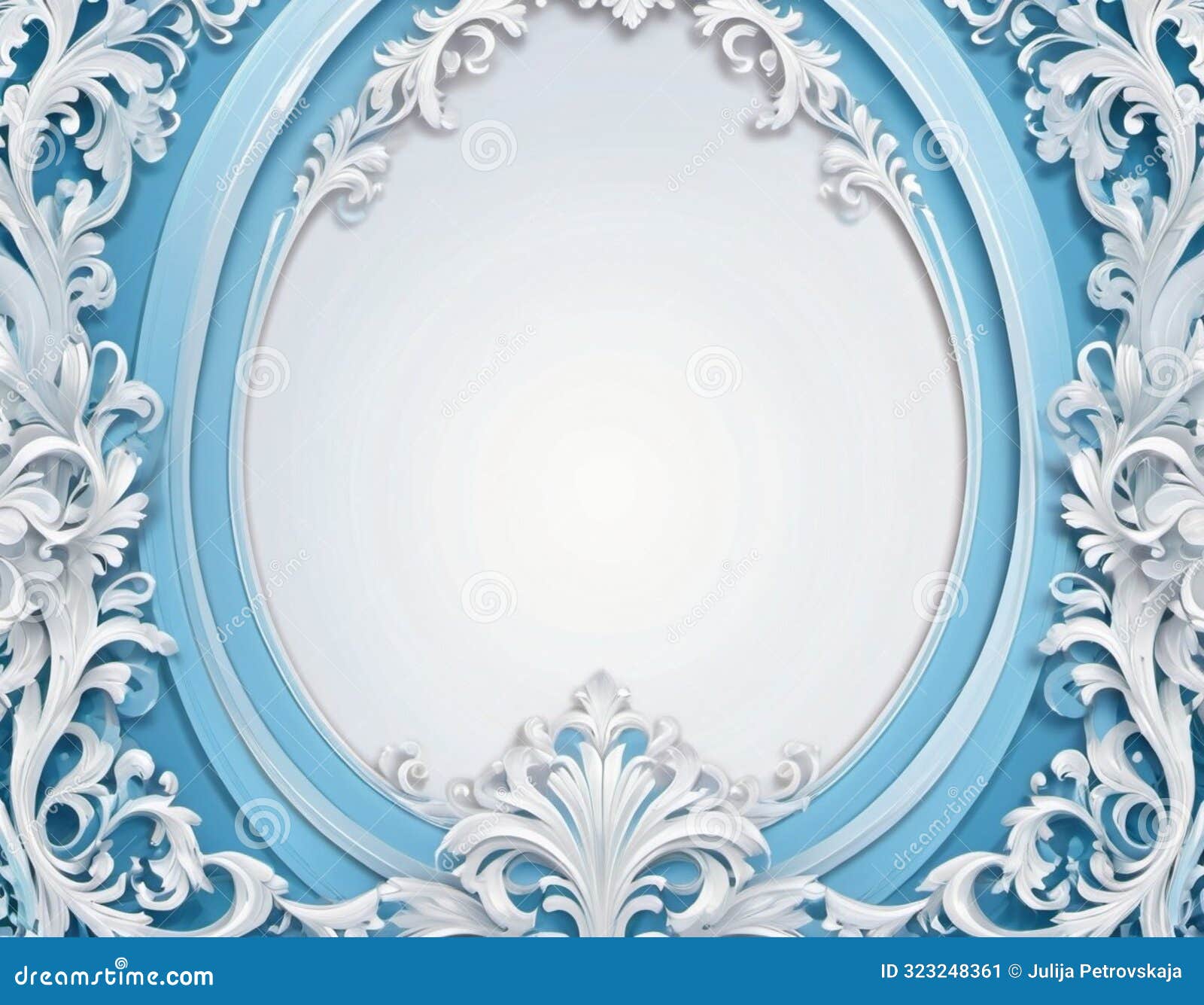 Frame with White Decorative Leaves and Flowers in Rococo Baroque Style ...