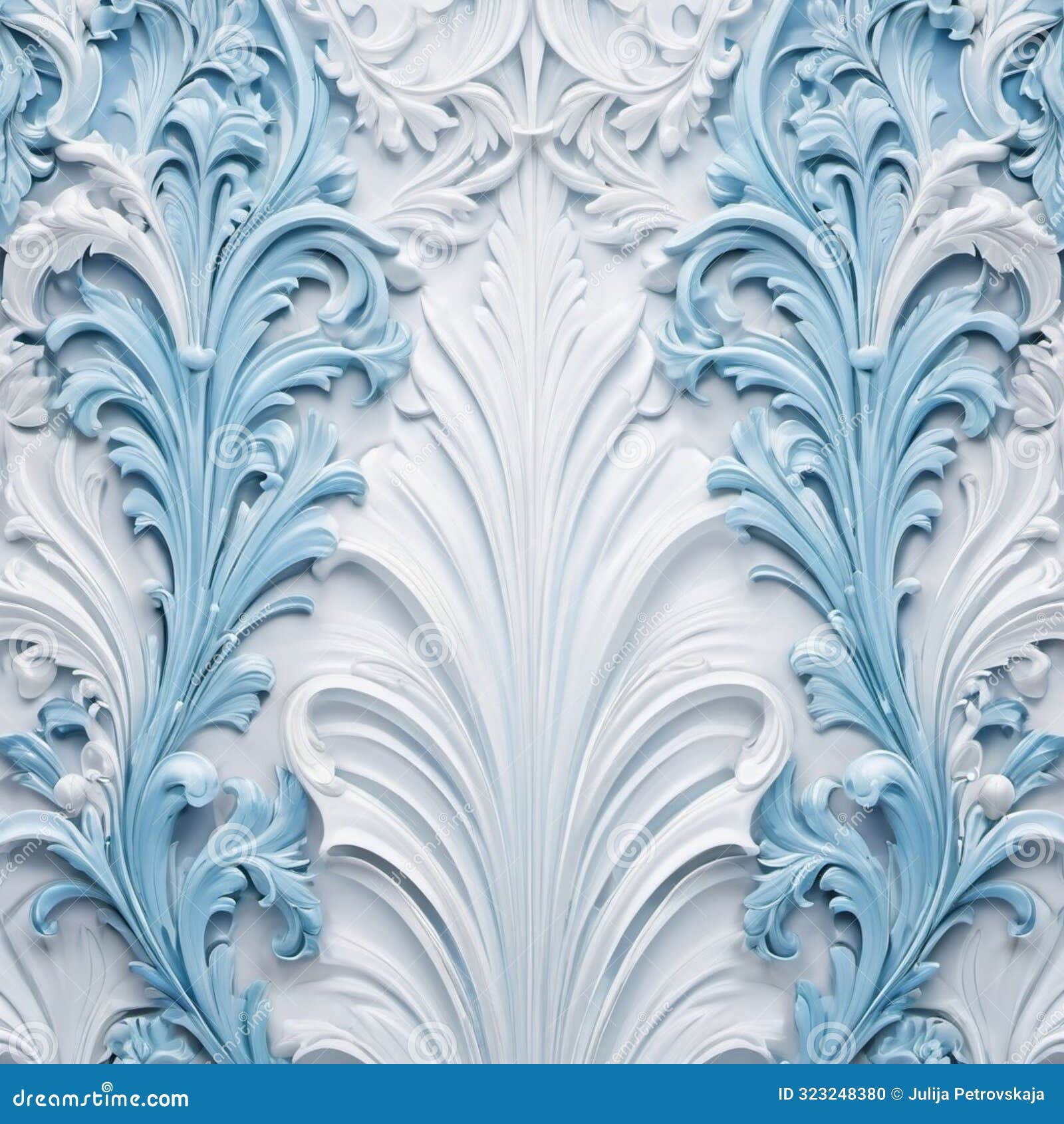 Frame with White Decorative Leaves and Flowers in Rococo Baroque Style ...