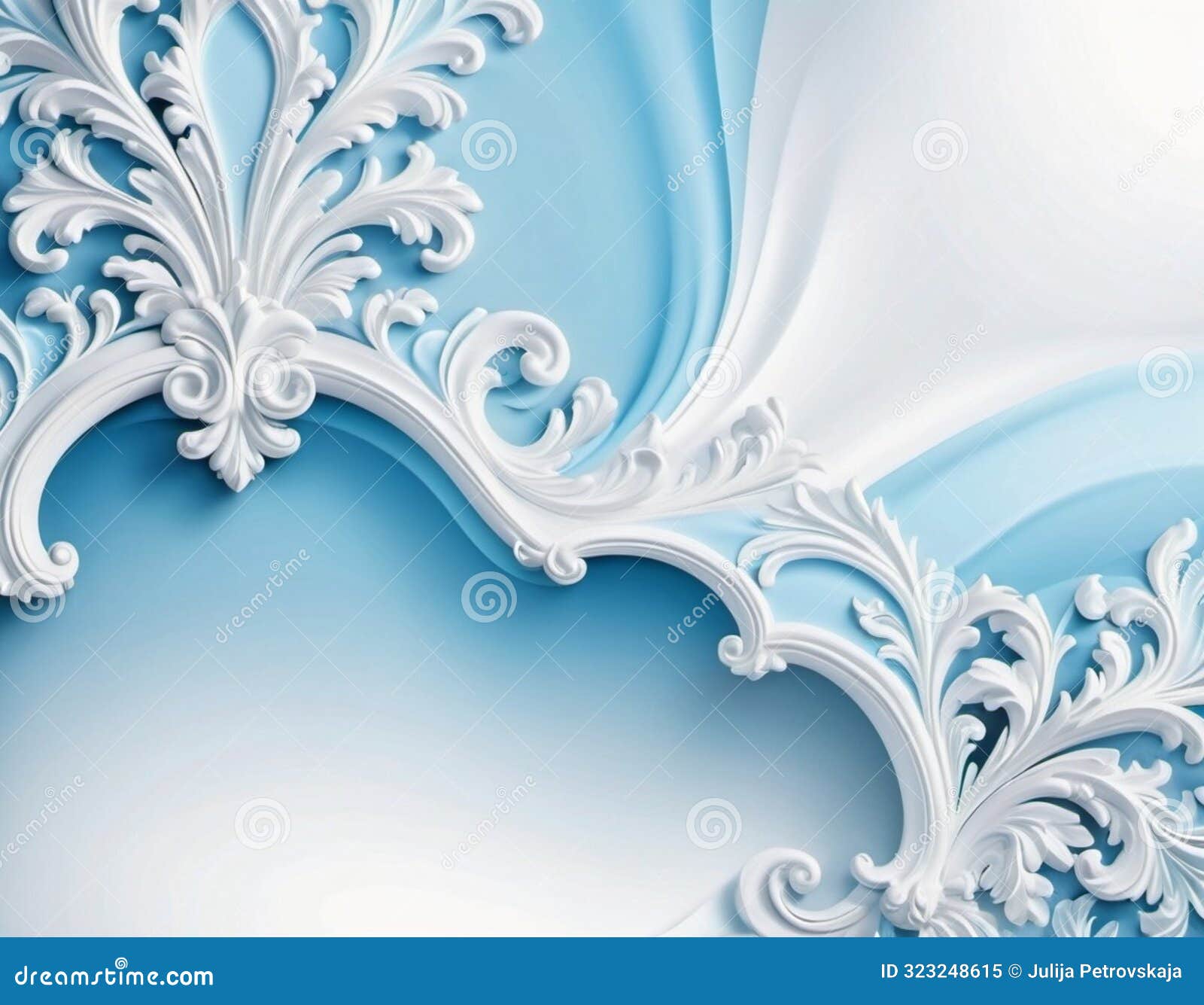 Frame with White Decorative Leaves and Flowers in Rococo Baroque Style ...