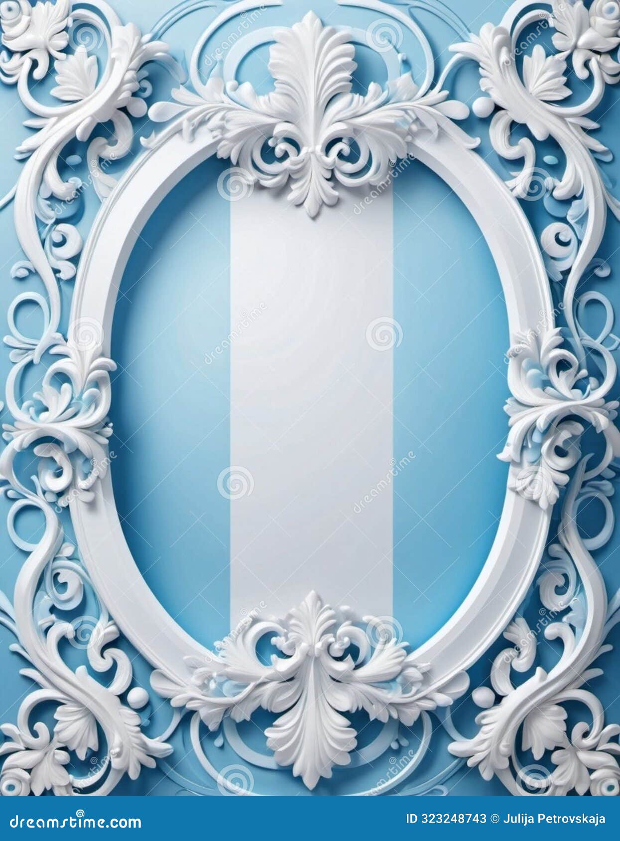 Frame with White Decorative Leaves and Flowers in Rococo Baroque Style ...