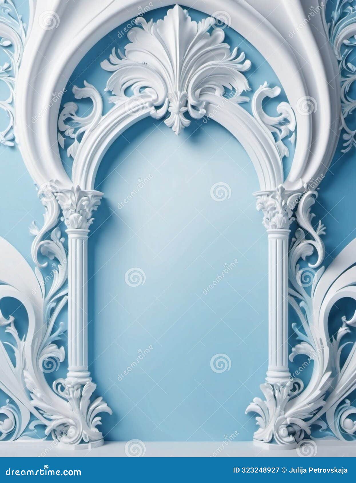 Frame with White Decorative Leaves and Flowers in Rococo Baroque Style ...