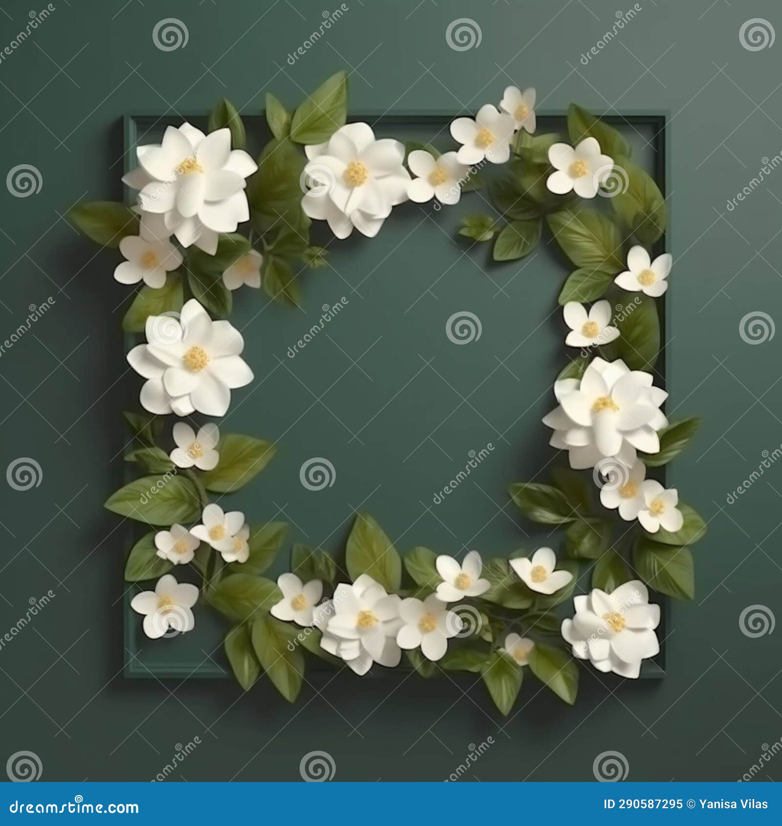 Jasmin Flowers Blank Corner AI Generated Stock Illustration ...