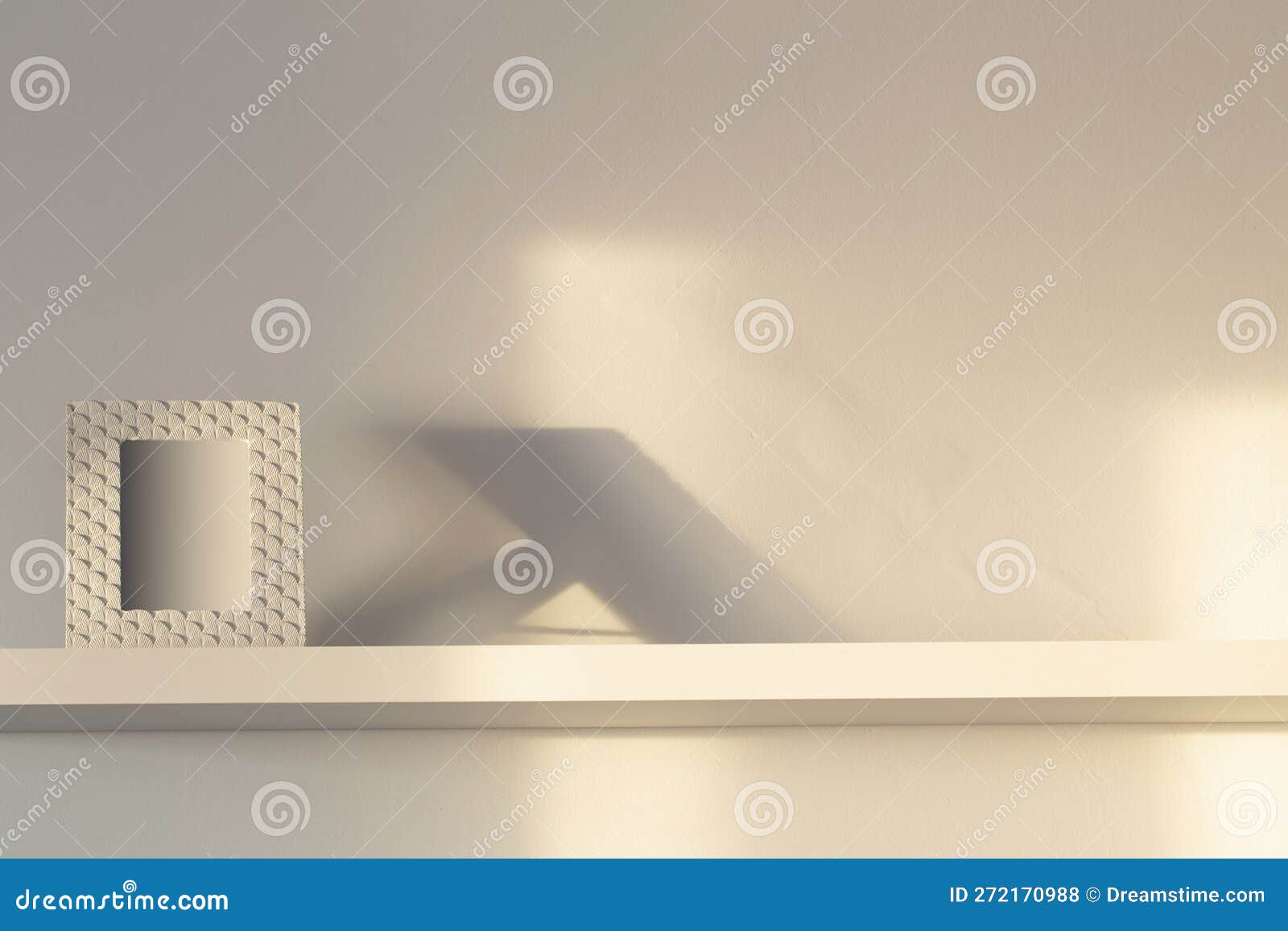 Frame on White Wooden Shelf on White Background Stock Photo - Image of ...