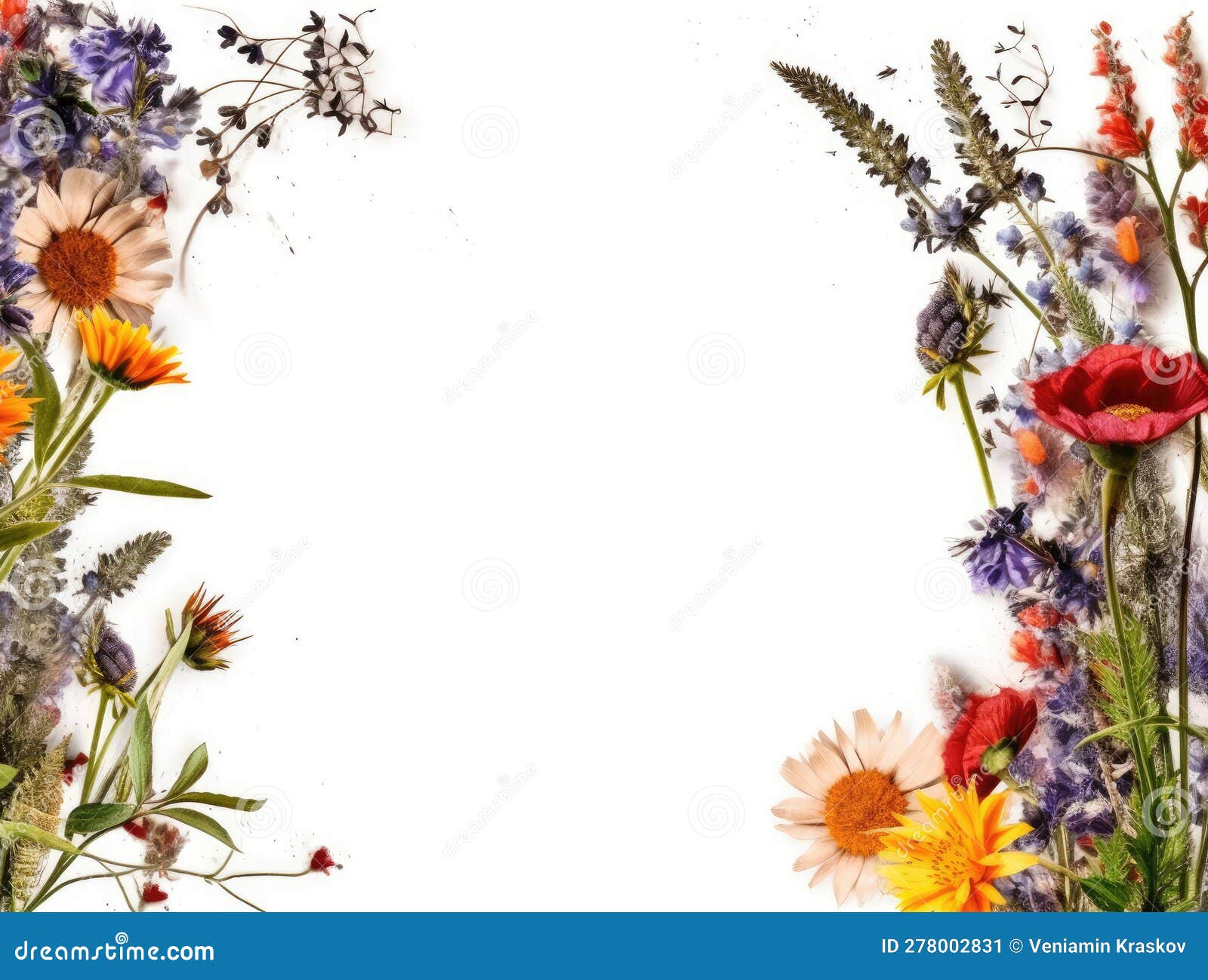 Frame of wild flowers stock illustration. Illustration of celebration ...