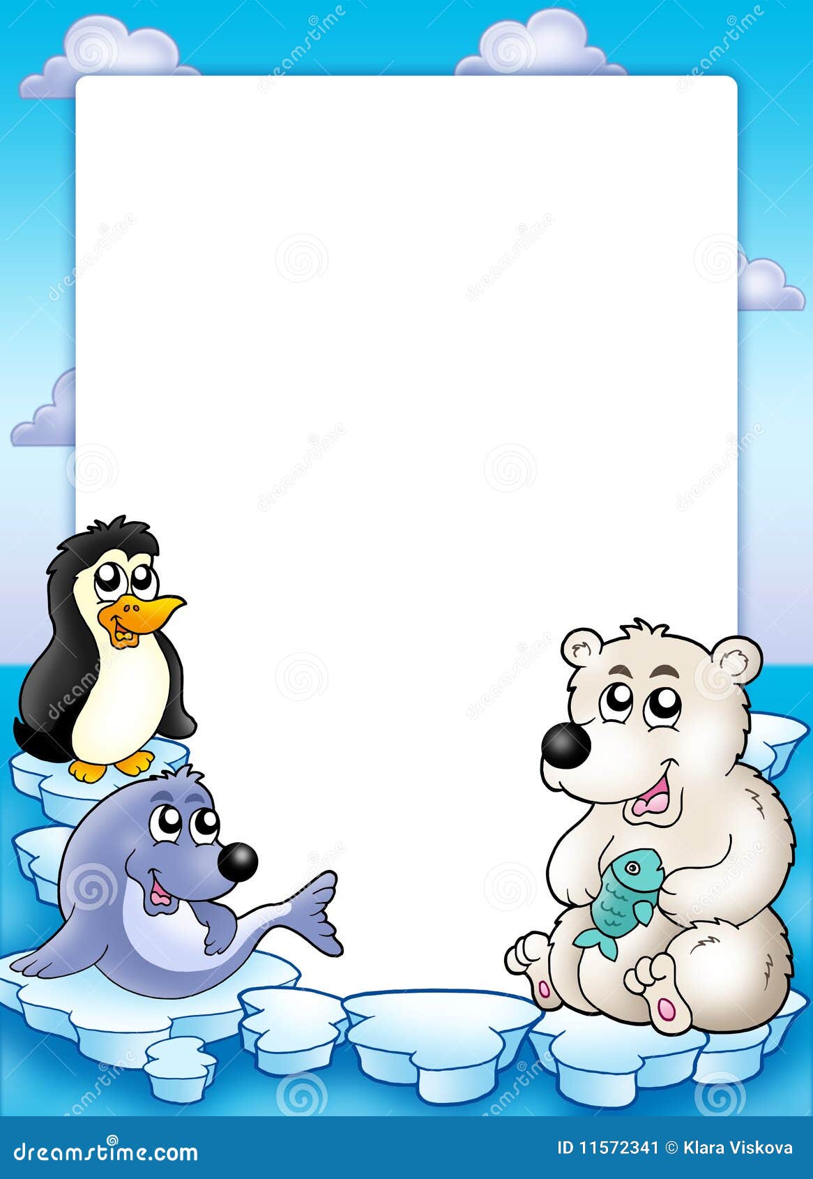 Frame with winter animals stock illustration. Illustration of ...