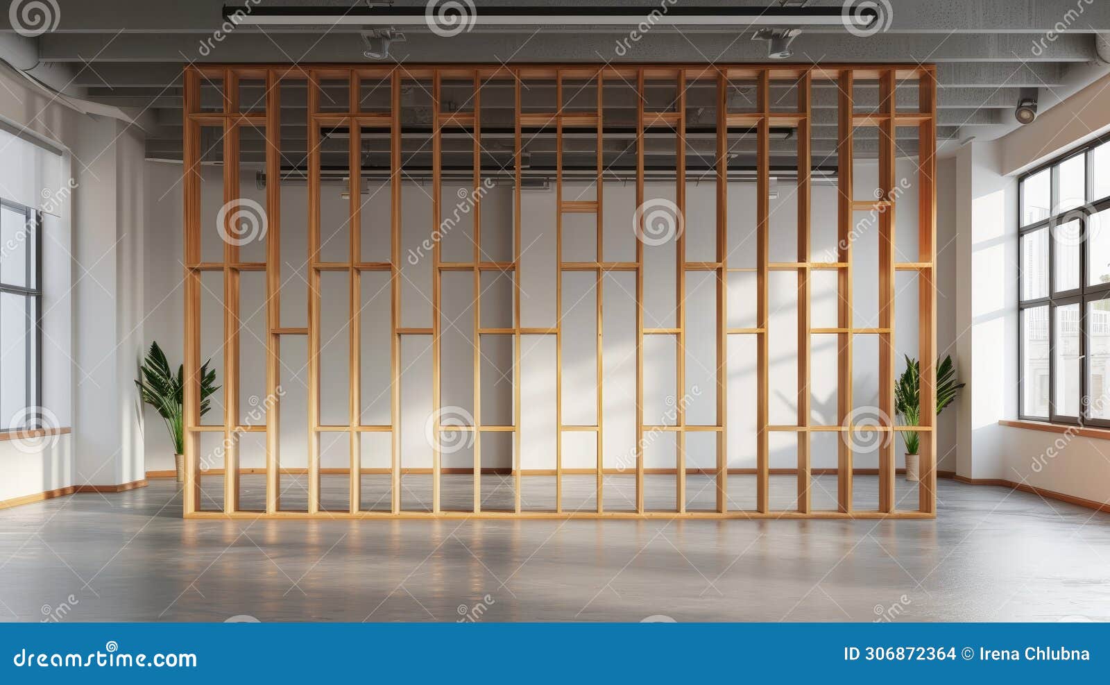 Frame with Wooden Wall Partition Stock Illustration - Illustration of ...