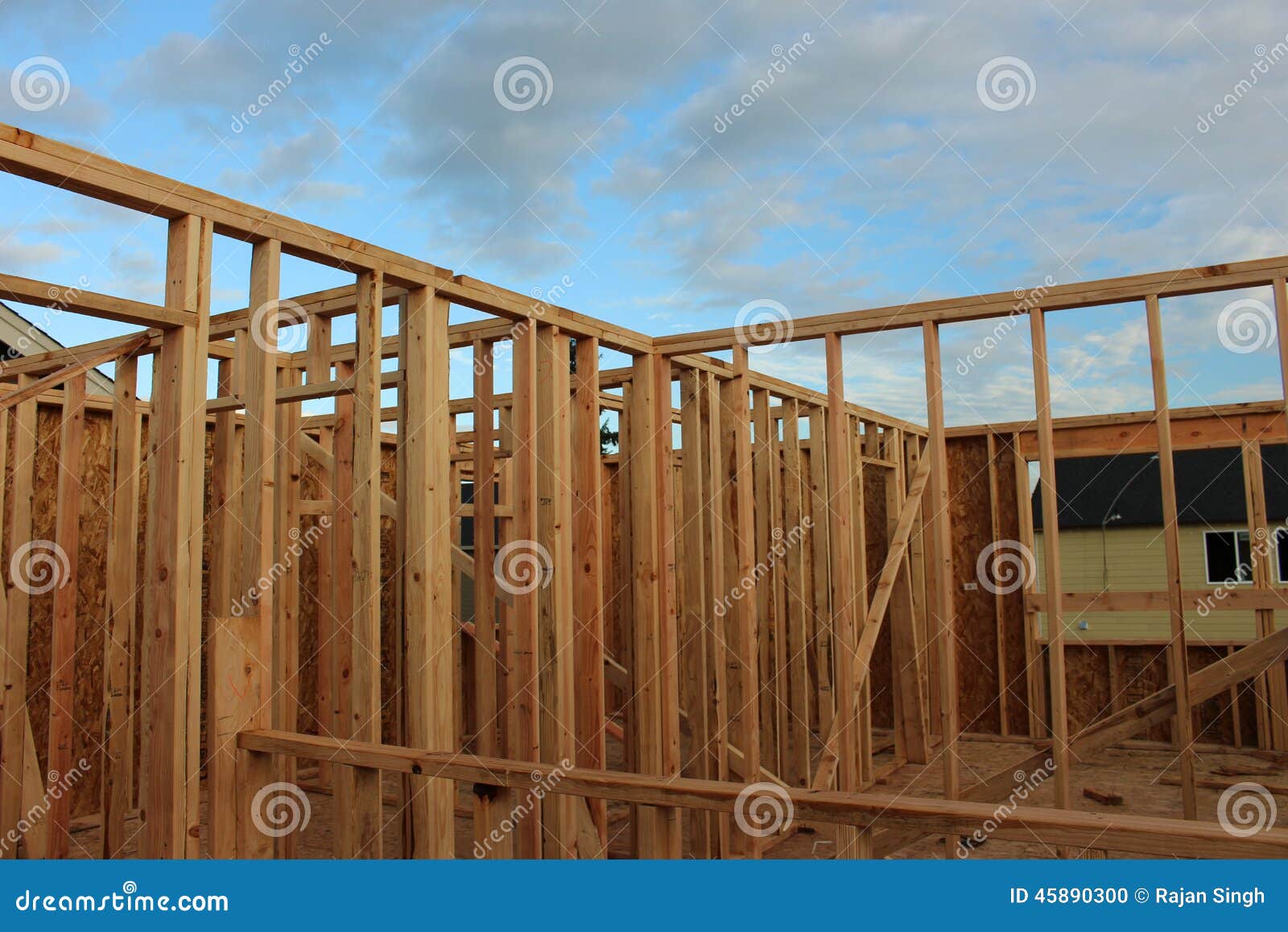 Frame work of wooden house stock photo. Image of material - 45890300