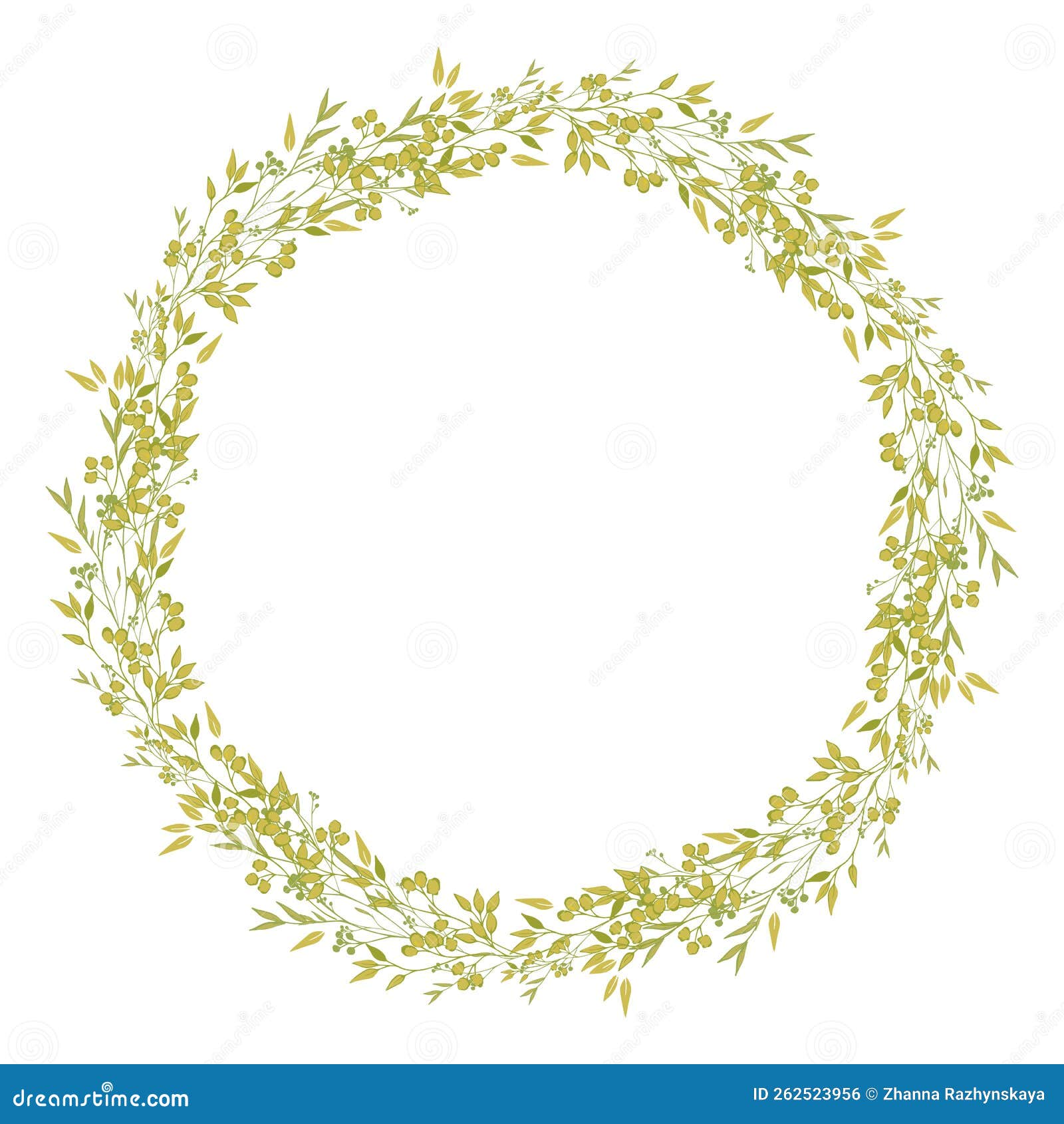 Frame and Wreath of Greenery Branches, Vector. Stock Vector ...
