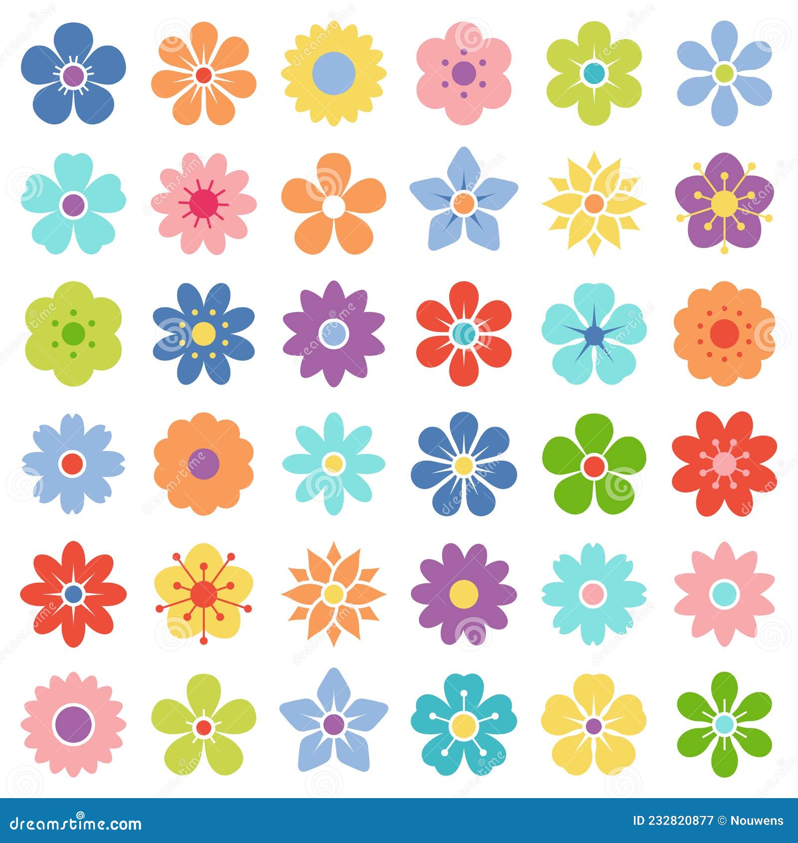 Flower Icon Collection - Vector Pastel Color Illustration Stock Vector ...