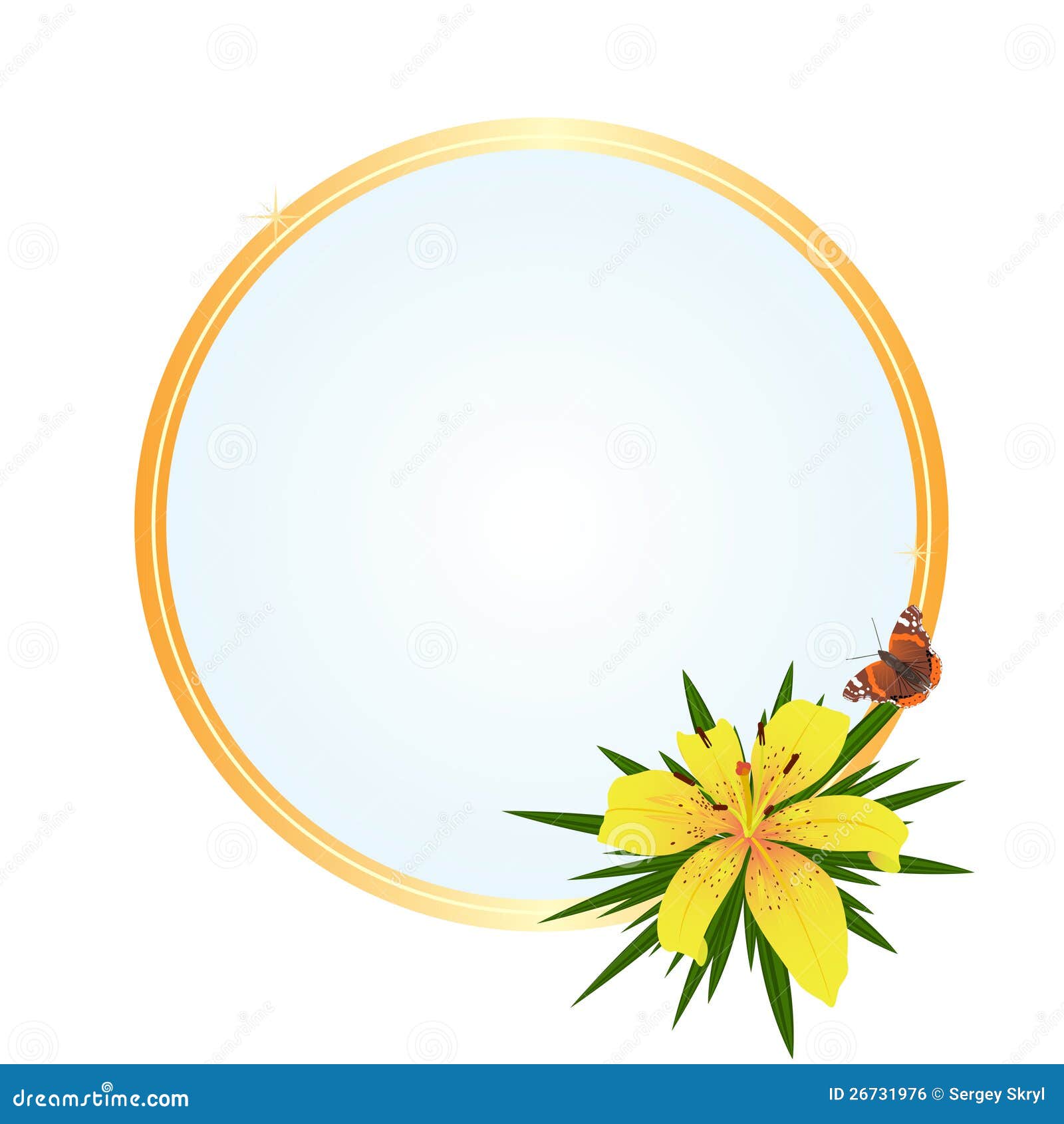 Frame with a yellow flower stock vector. Illustration of flora - 26731976