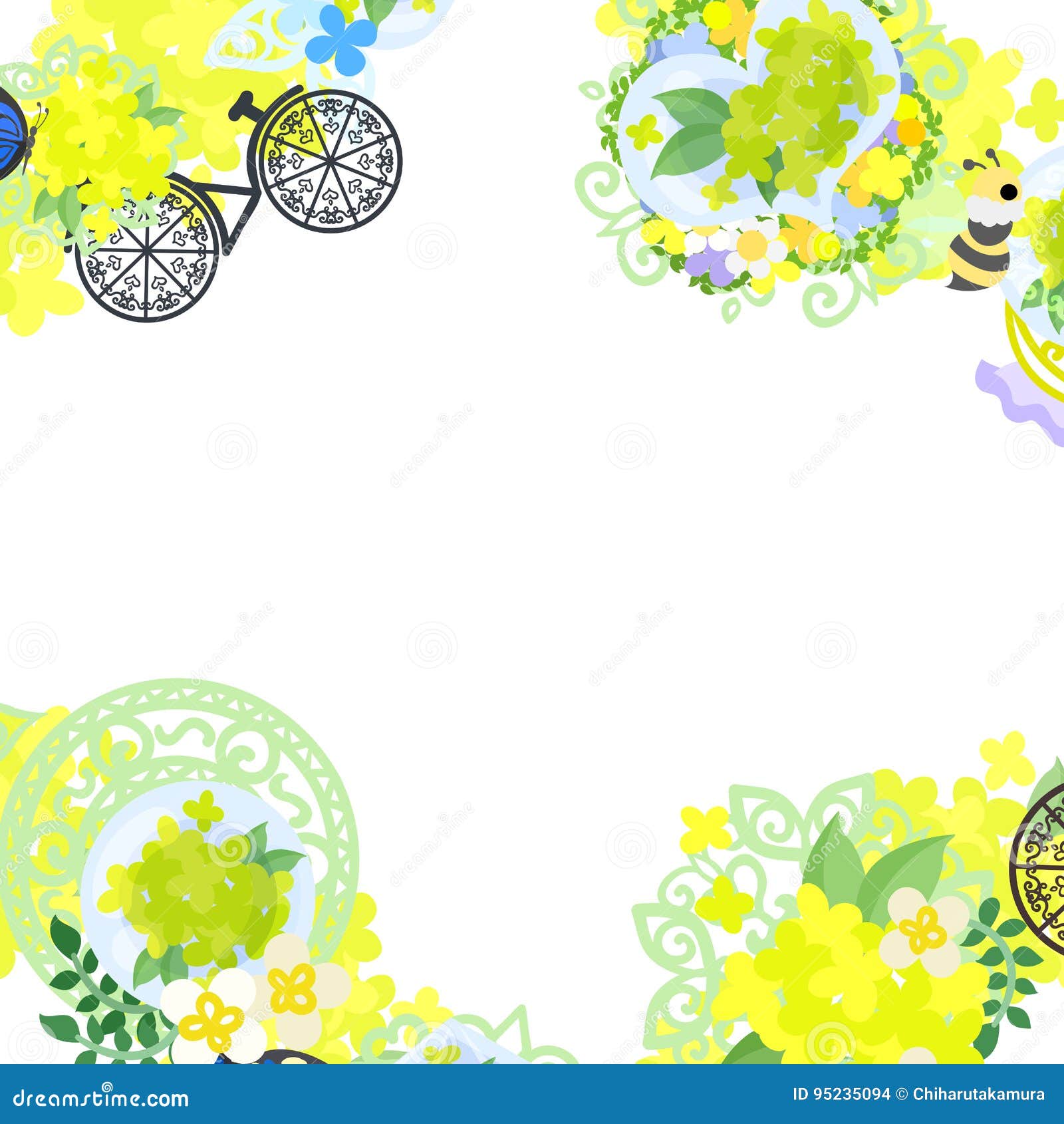 The Frame of Yellow Flower Objects Stock Vector - Illustration of ...