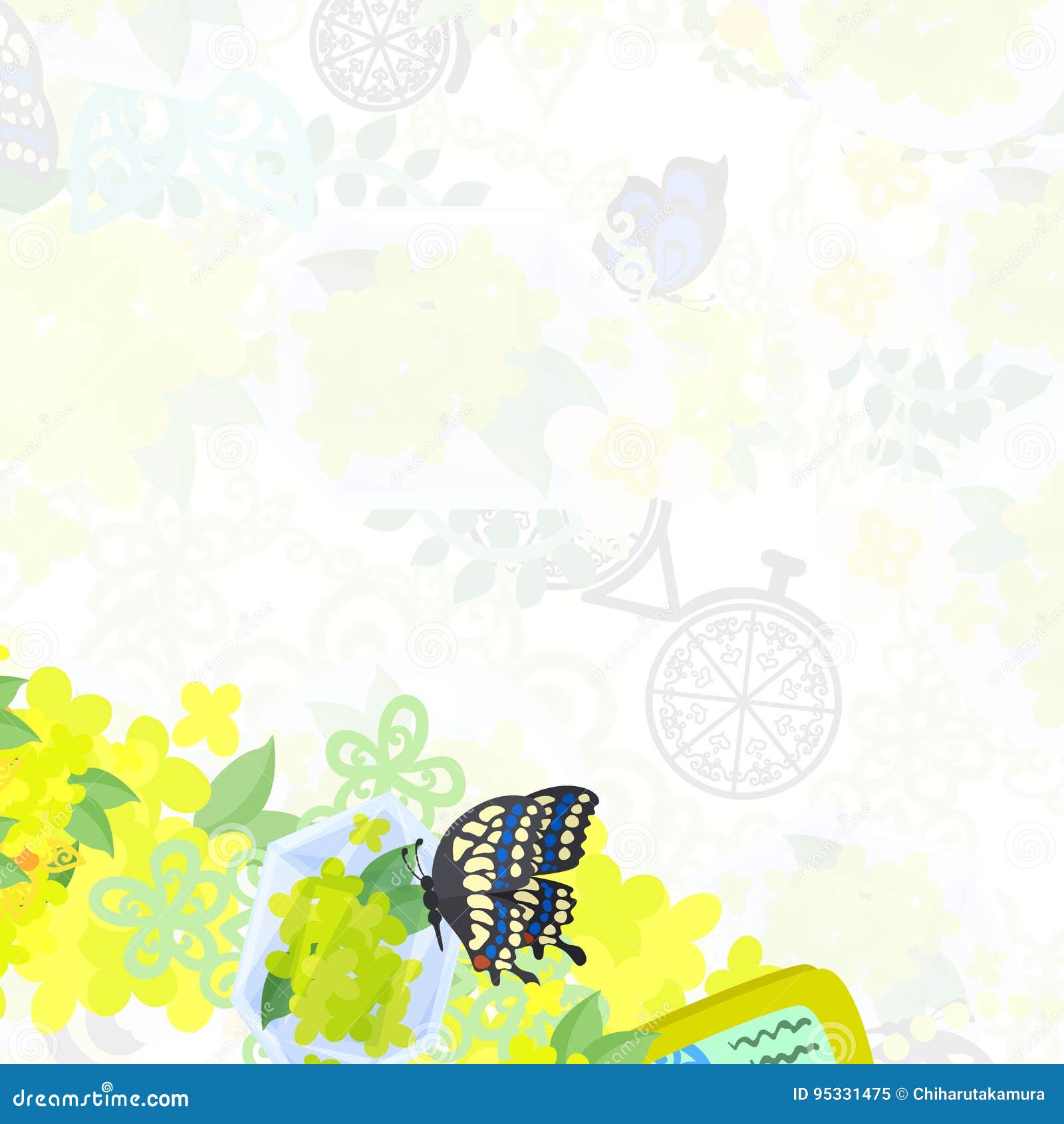 The Frame of Yellow Flower Objects Stock Vector - Illustration of ...