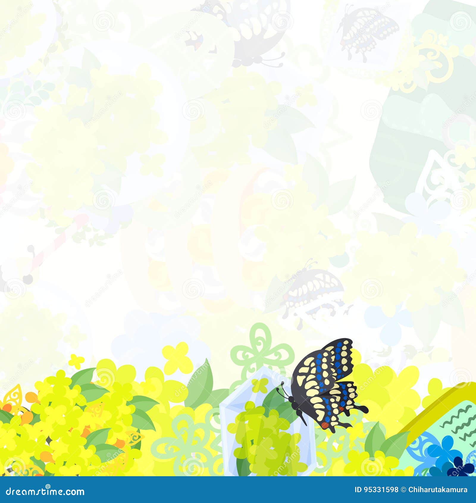 The Frame of Yellow Flower Objects Stock Vector - Illustration of ...