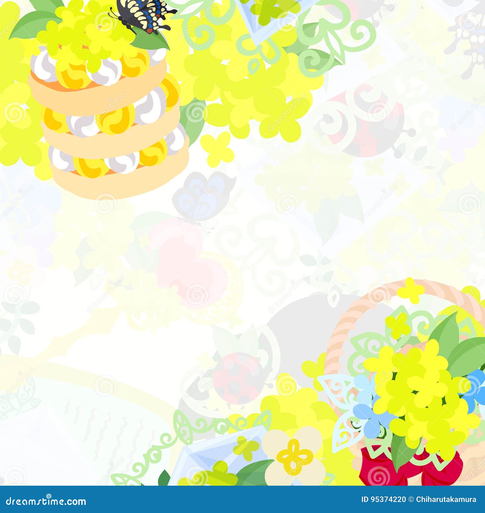 The Frame of Yellow Flower Objects Stock Vector - Illustration of ...