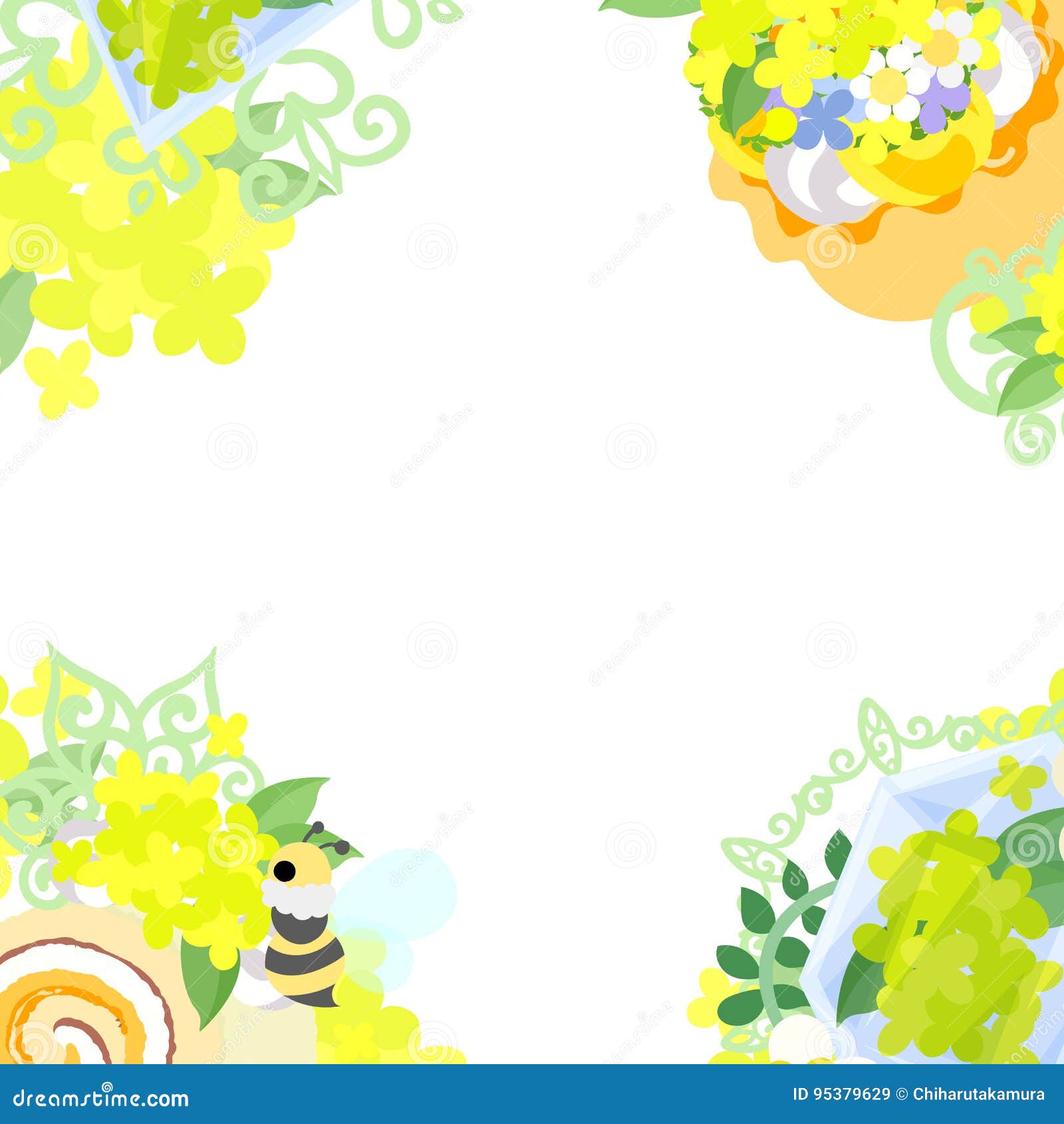 The Frame of Yellow Flower Objects Stock Vector - Illustration of icon ...
