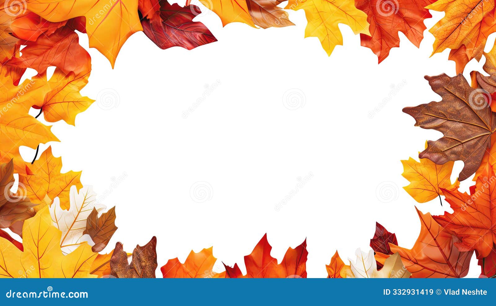 A Frame of Yellow and Orange Fall Leaves. Rectangular Fall Frame Stock ...