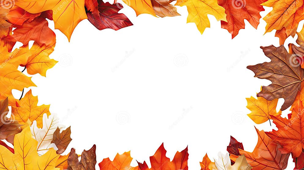 A Frame of Yellow and Orange Fall Leaves. Rectangular Fall Frame Stock ...