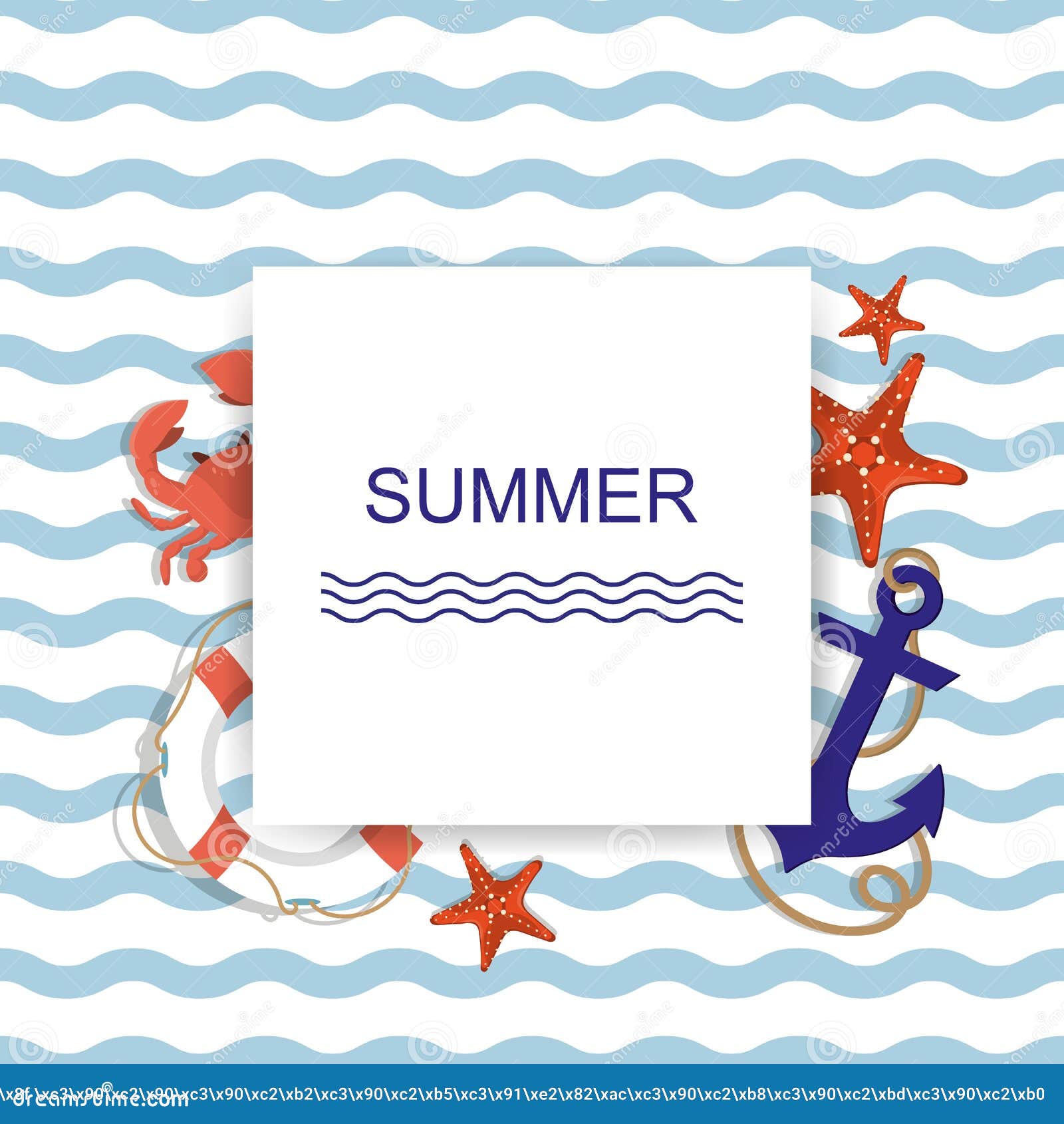 A Frame for Your Text with Illustrations of the Sea Theme. Stock Vector ...