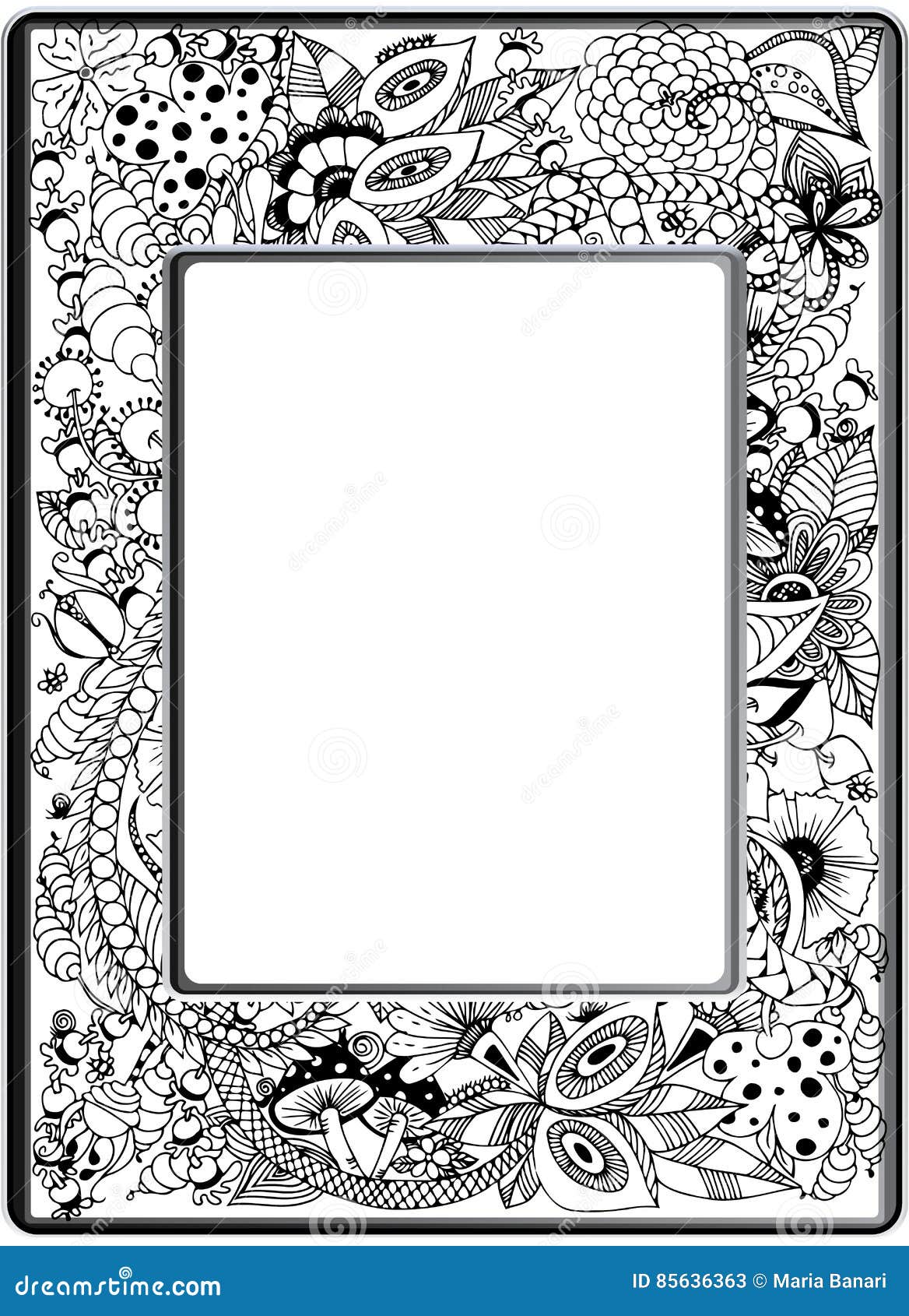 Frame Zentangle, Vector Image. Floral Hand Drawn Stock Vector ...
