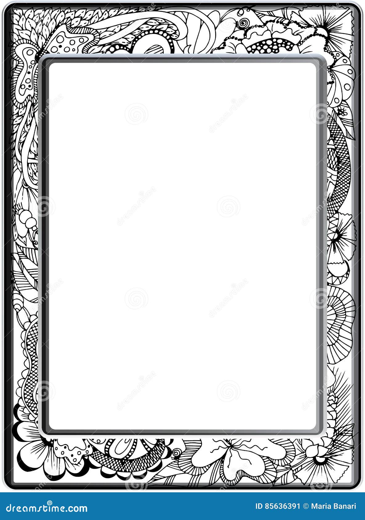 Frame Zentangle, Vector Image. Floral Hand Drawn Stock Vector ...