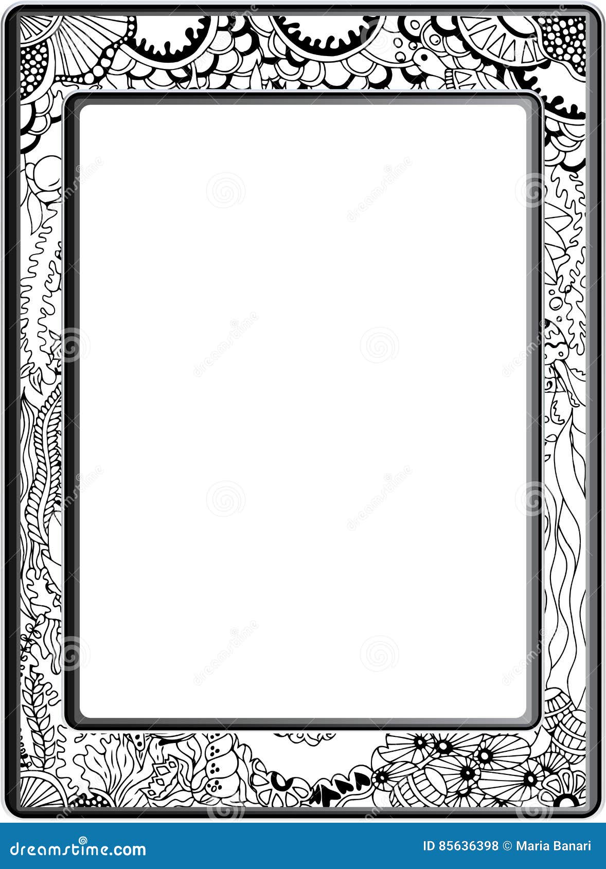 Frame Zentangle, Vector Image. Floral Hand Drawn Stock Vector ...