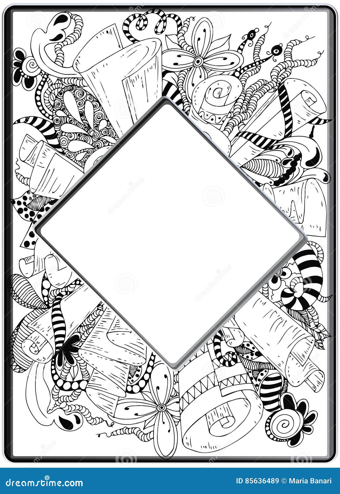 Frame Zentangle, Vector Image. Floral Hand Drawn Stock Vector ...