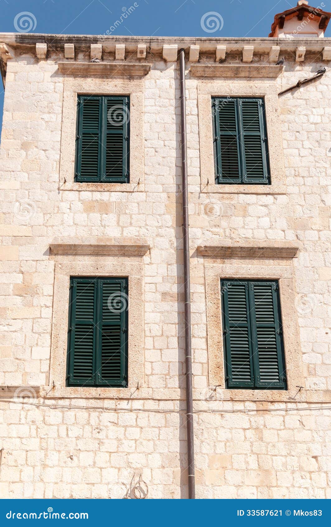 Framed Ancient Windows with Green Shutters Stock Image - Image of home ...