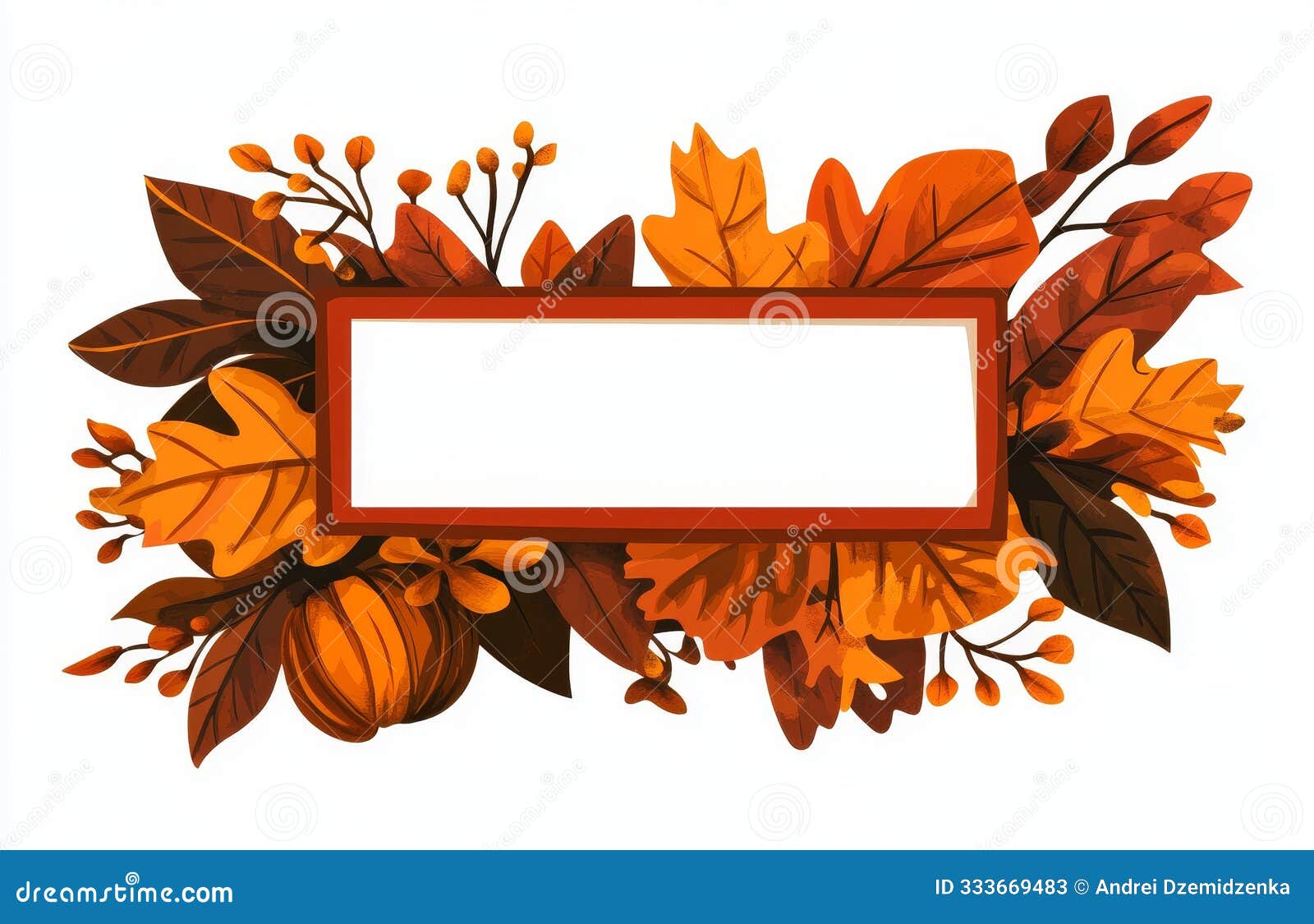 Framed Autumn Rectangle with Flat Design, White Space in the Middle for ...