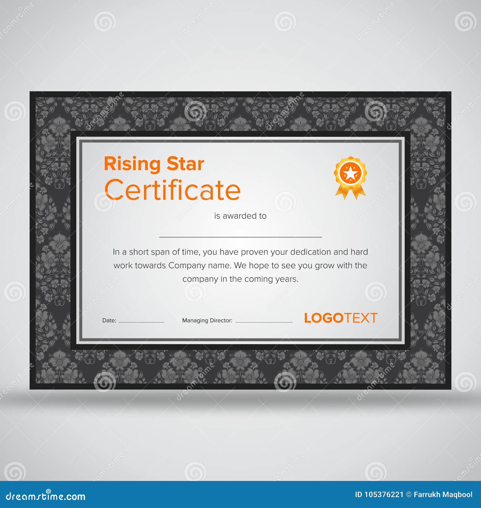 Framed Professional Grey Certificate Stock Vector - Illustration of ...