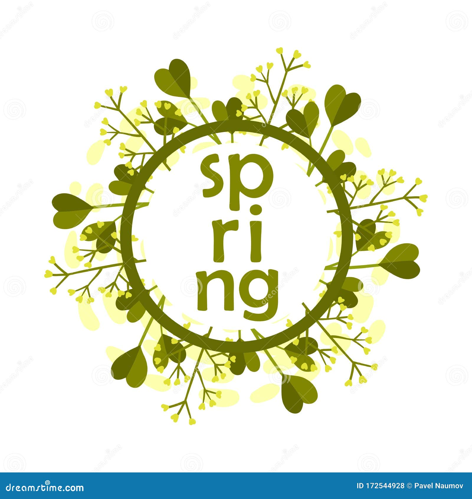 Framed Spring Botanical Composition with Green Bouquet Vector ...