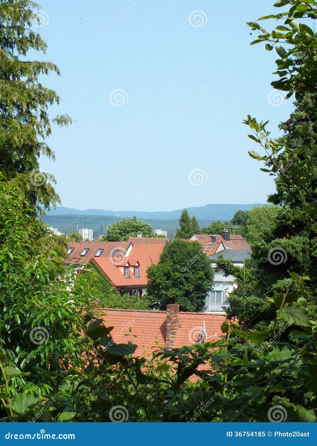 A Framed View on a Roof Landscape Stock Image - Image of framed, clear ...
