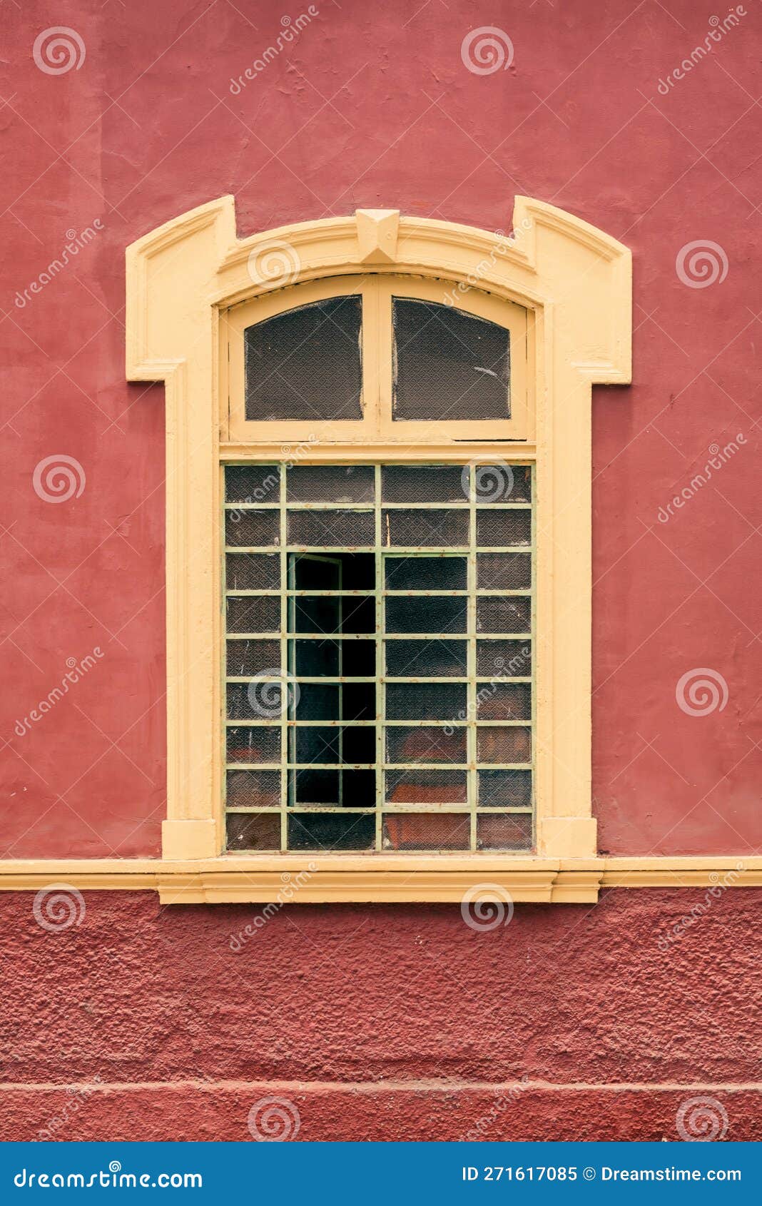 Framed Window on a Red Wall As Seen from Exterior Stock Image - Image ...