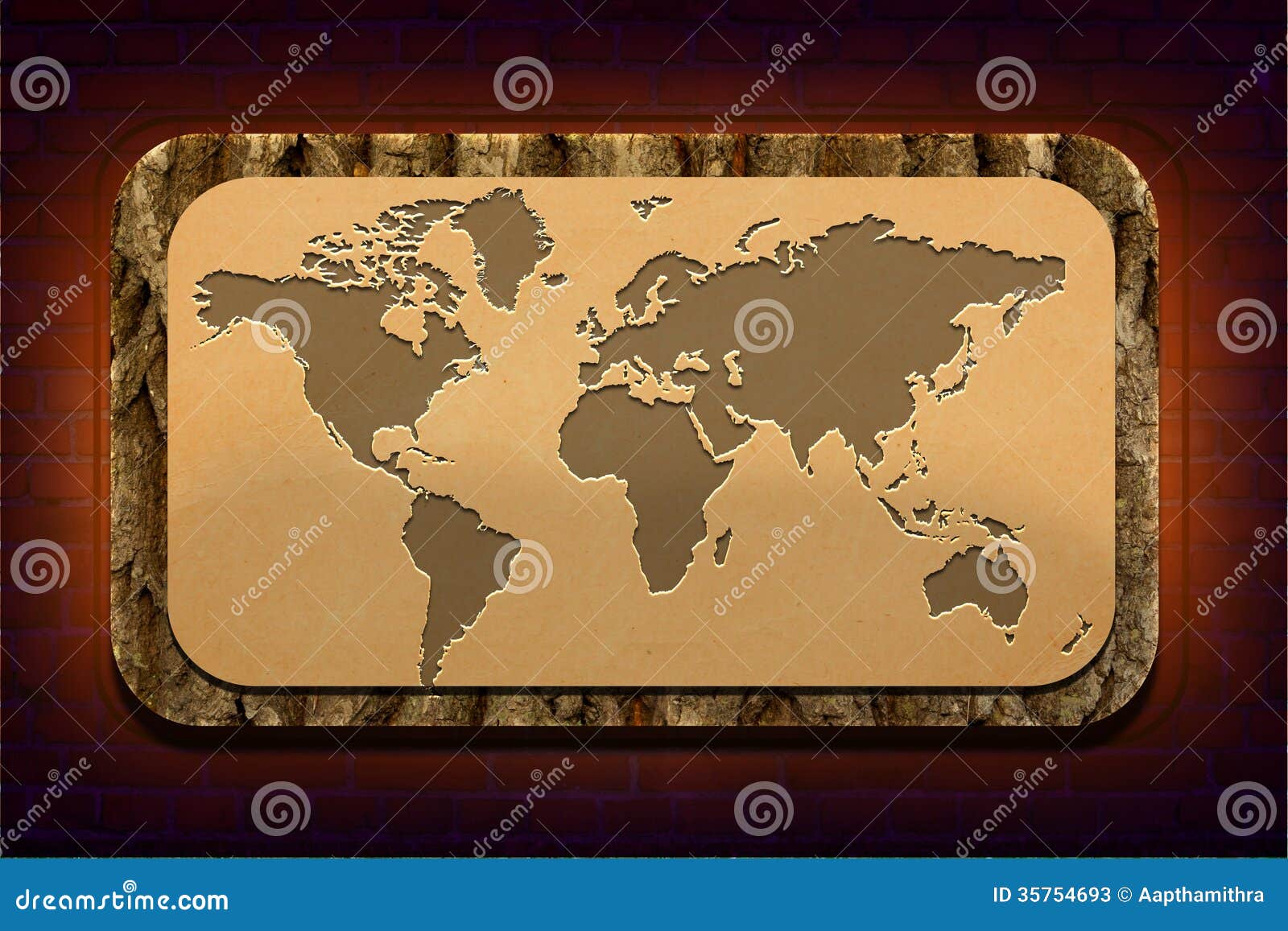 Framed world map stock illustration. Illustration of worn - 35754693
