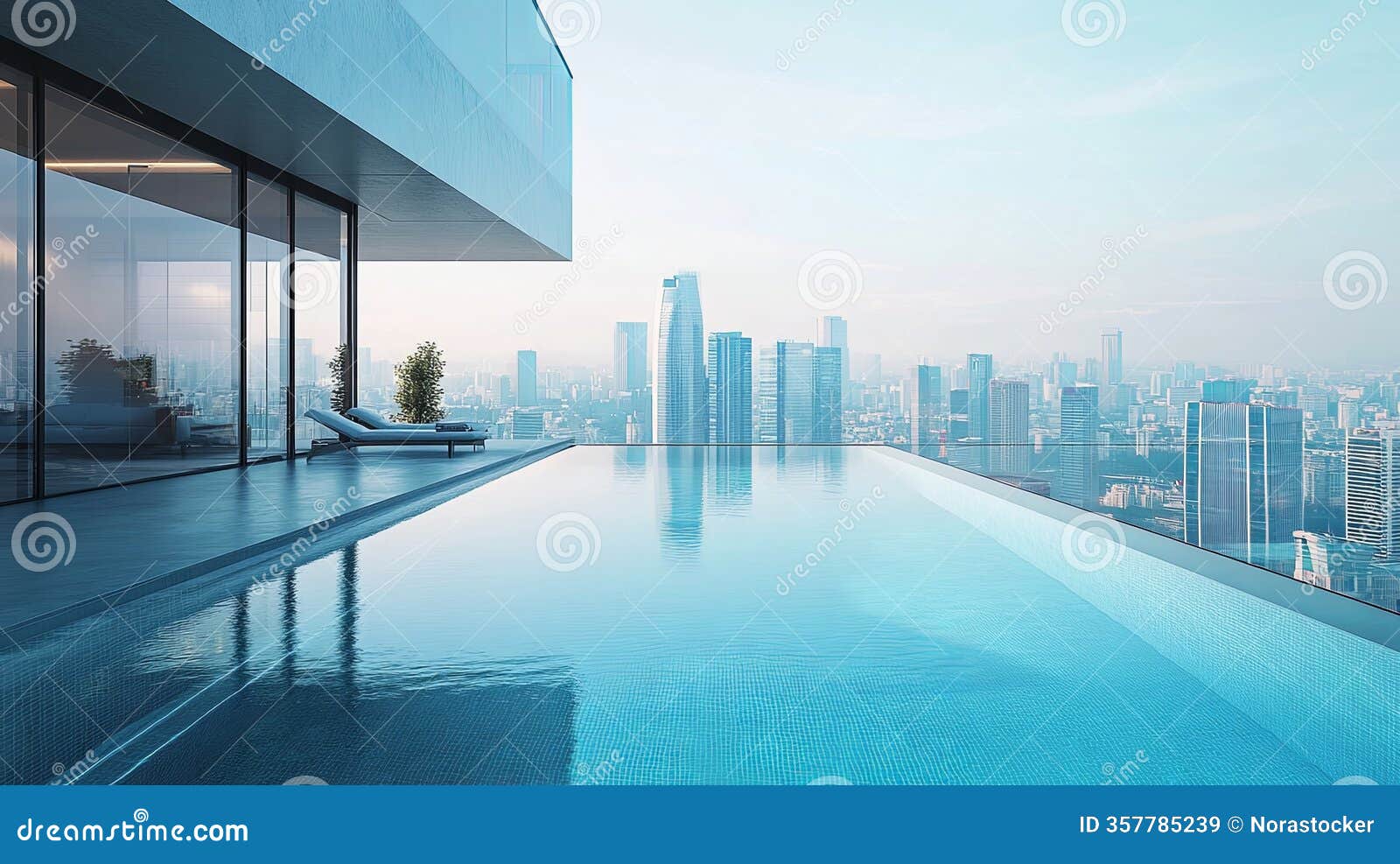 A Frameless Infinity Pool on a Rooftop, Reflecting the City Skyline ...