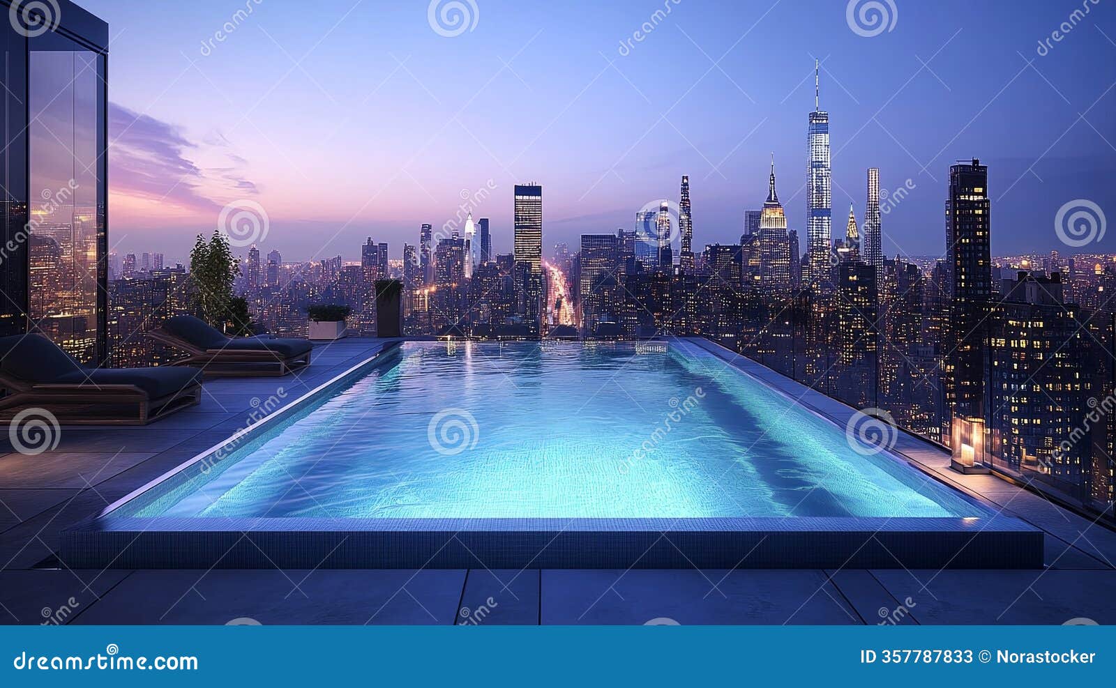 A Frameless Infinity Pool on a Rooftop, Reflecting the City Skyline ...